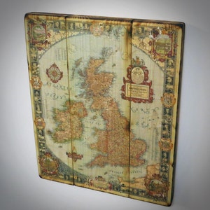 Great Britain Map, British Map, UK Map, Rustic Wood Map, Living Room ...