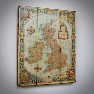 Great Britain Map, British Map, UK Map, Rustic Wood Map, Living Room ...