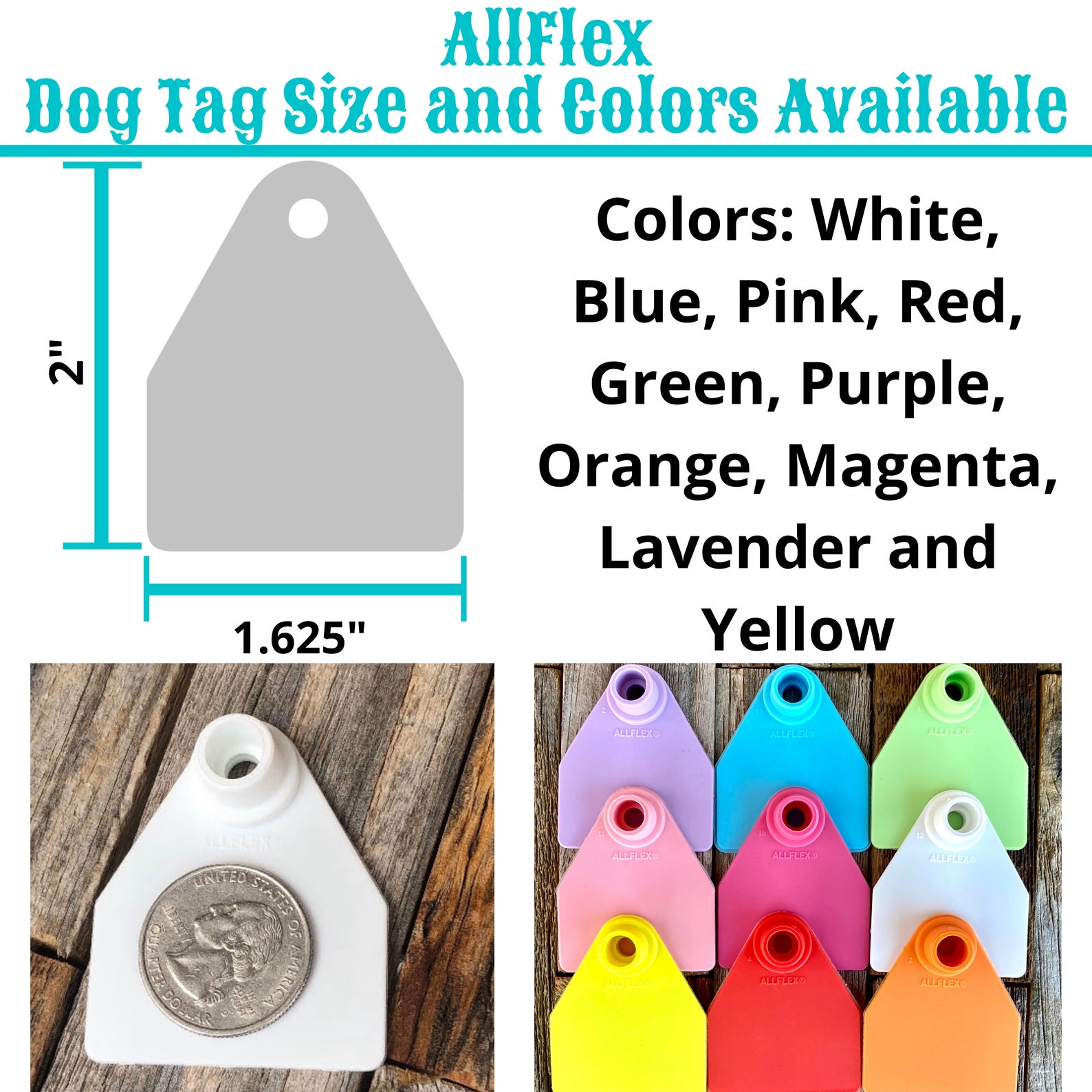 Custom Dog Tag Allflex Livestock Tags Personalized Pet ID - Etsy