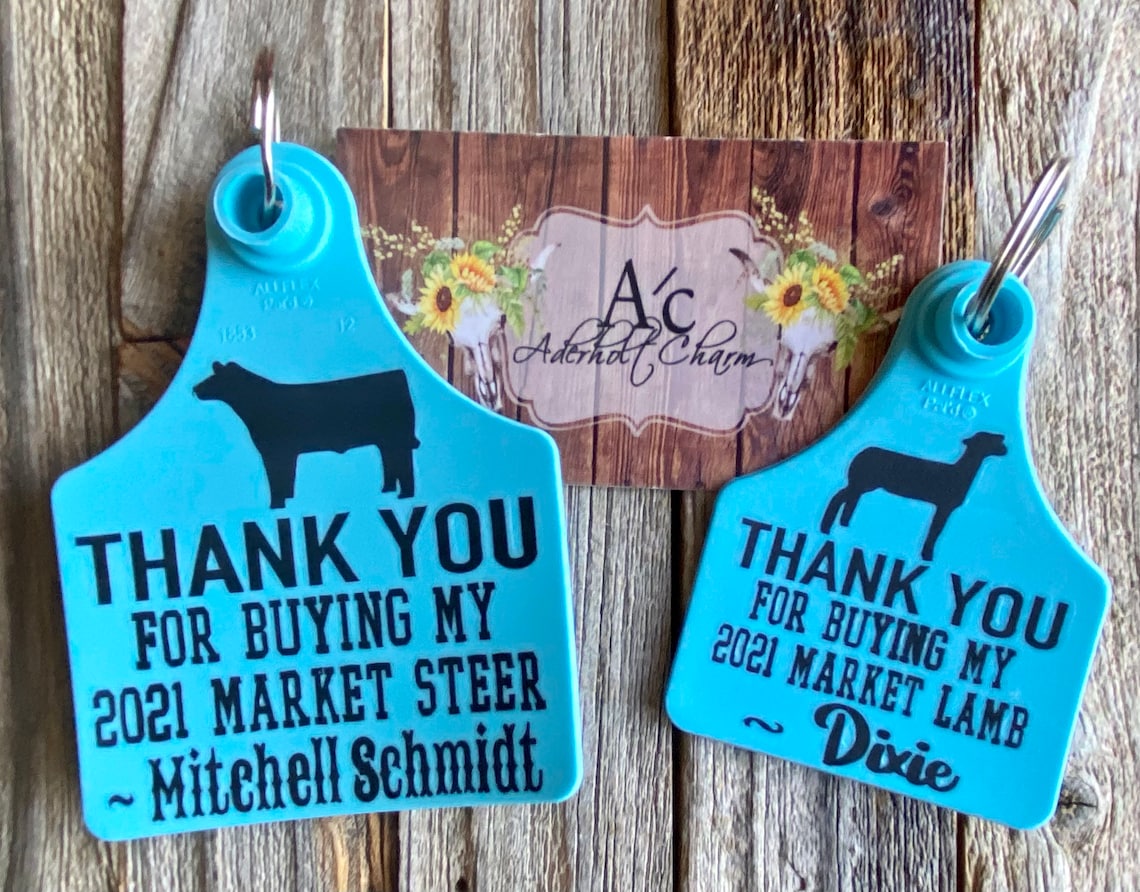 Custom Ear Tag Keychain Buyer Thank You Market Steer Heifer - Etsy