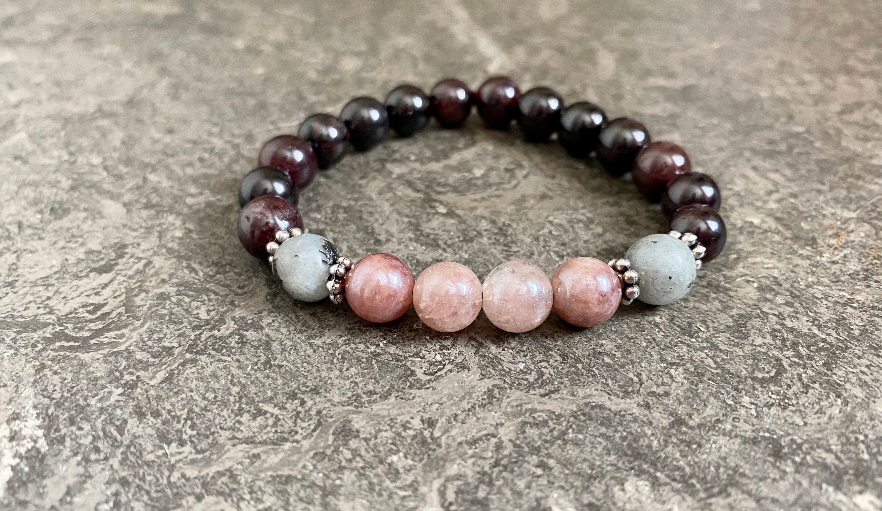 Red Garnet Sunstone Labradorite Crystal Beaded Bracelet - Etsy