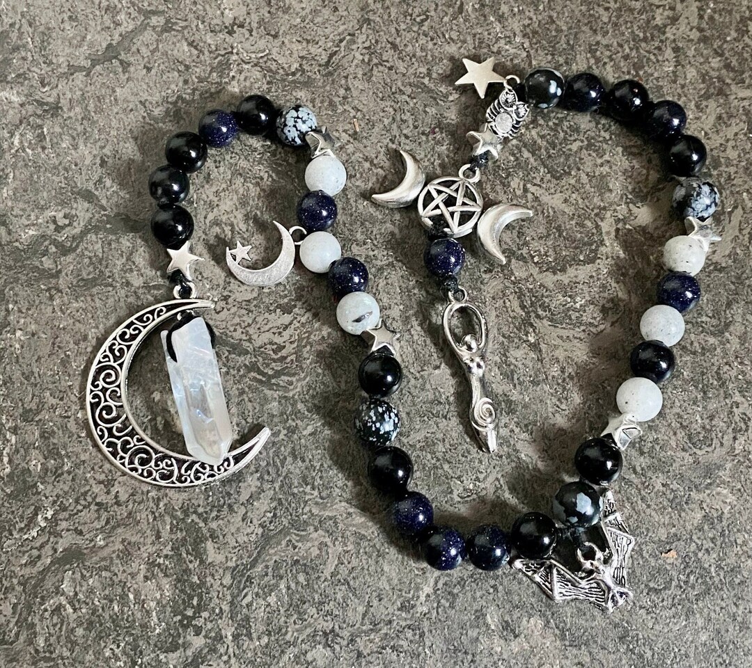 Nyx Goddess Prayer Beads, Goddess of the Night, Witches Ladder, Pagan ...