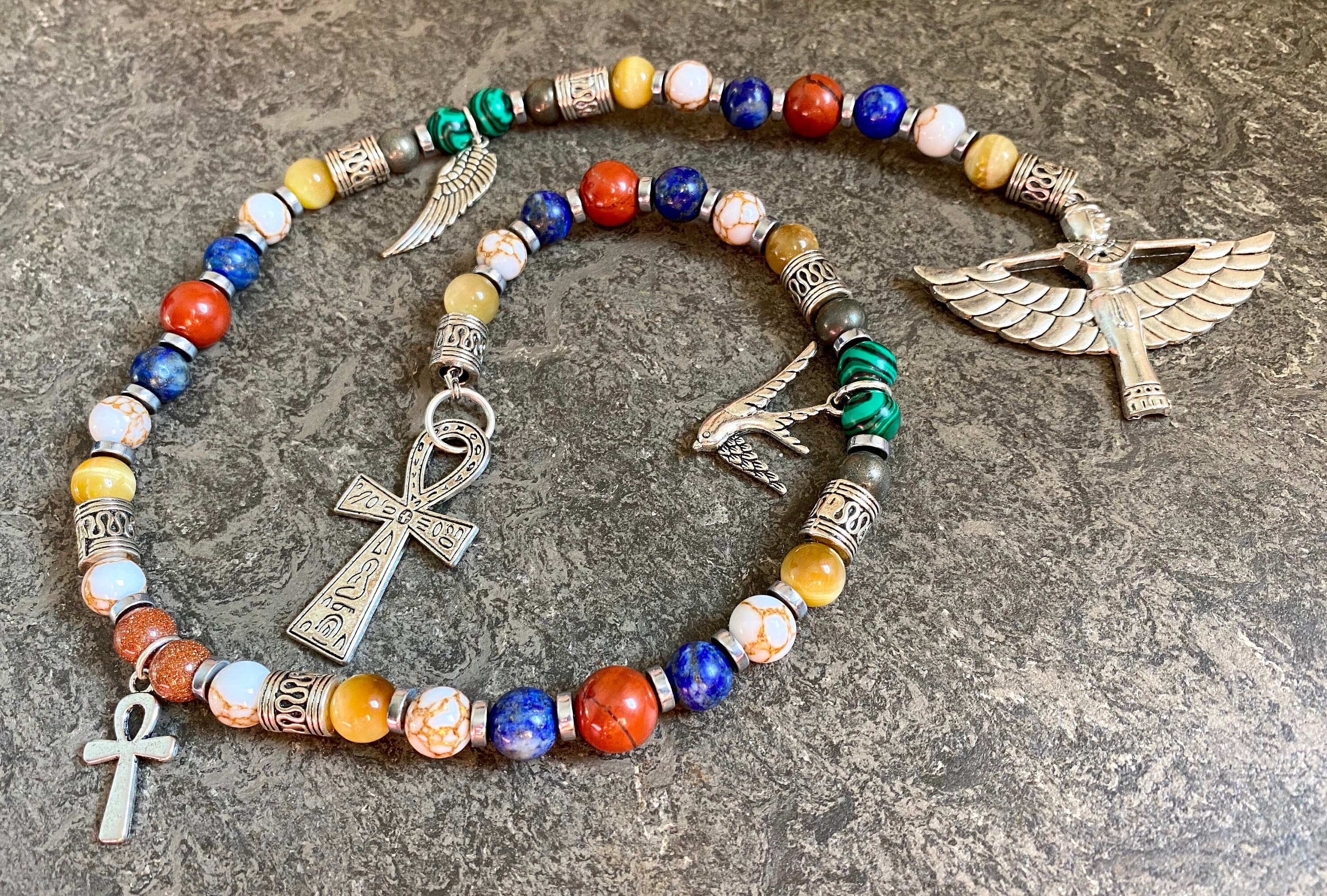 Isis Prayer Beads and Beaded Bracelet Aset Egyptian Goddess - Etsy