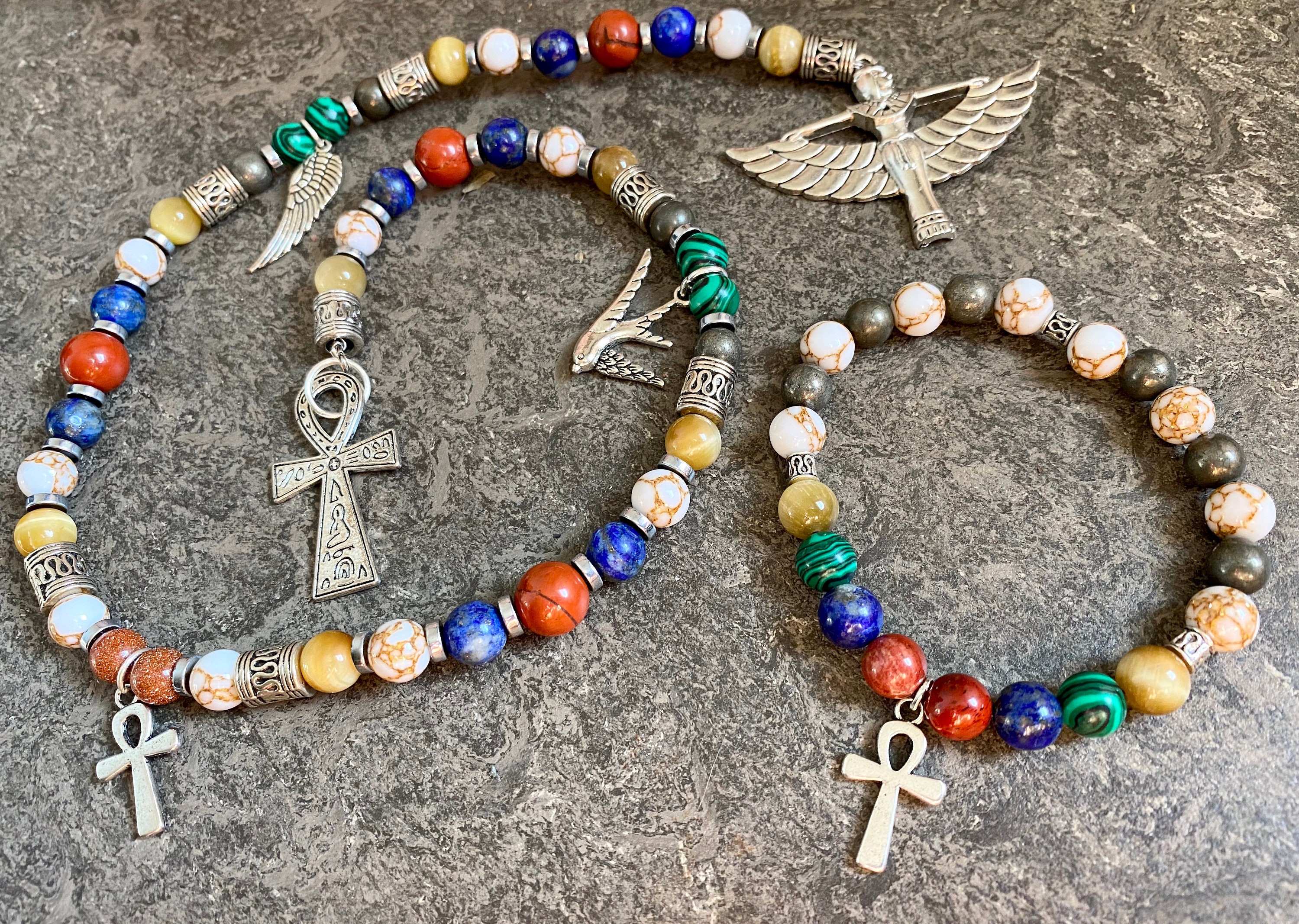 Isis Prayer Beads and Beaded Bracelet Aset Egyptian Goddess - Etsy