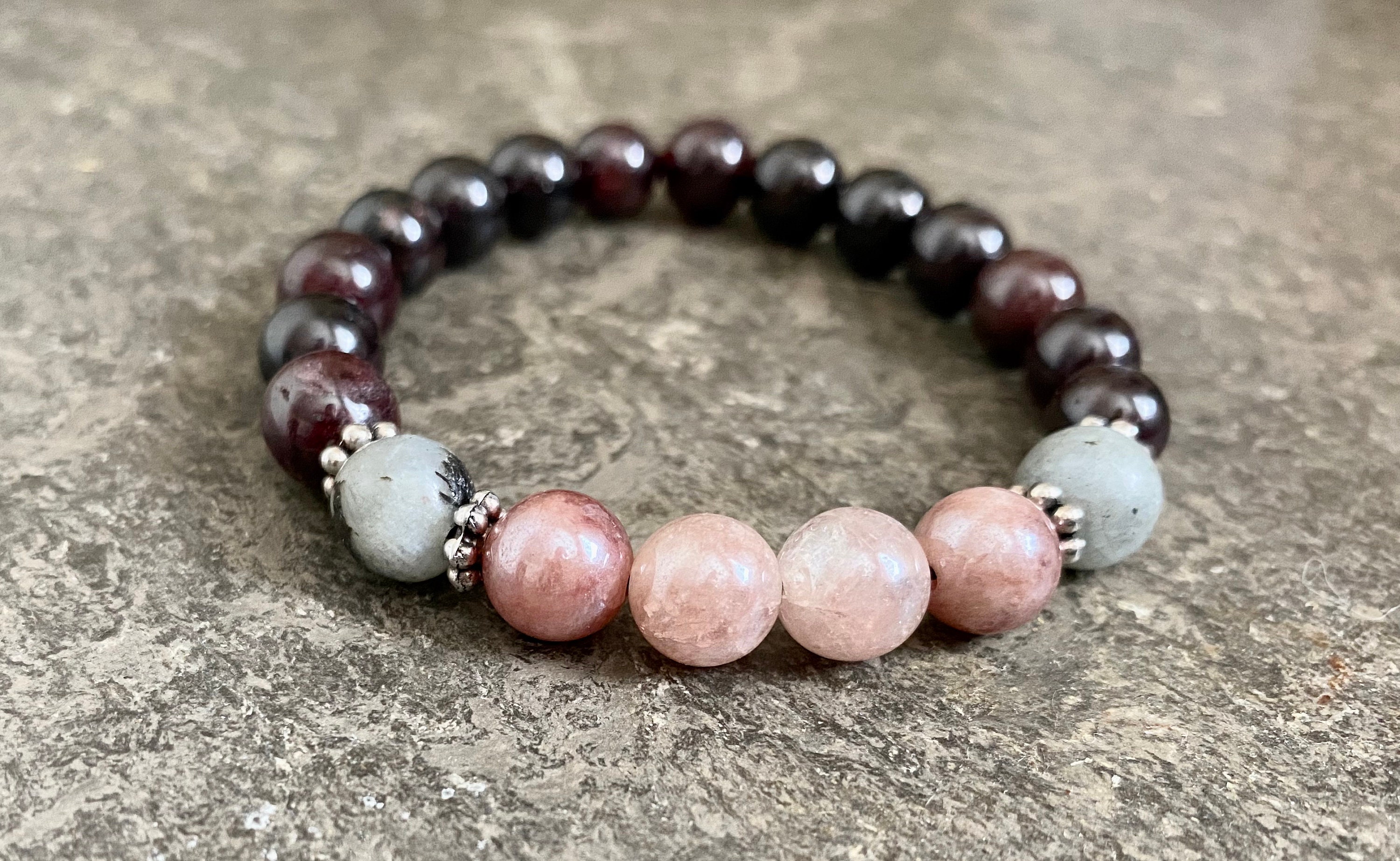 Red Garnet Sunstone Labradorite Crystal Beaded Bracelet - Etsy