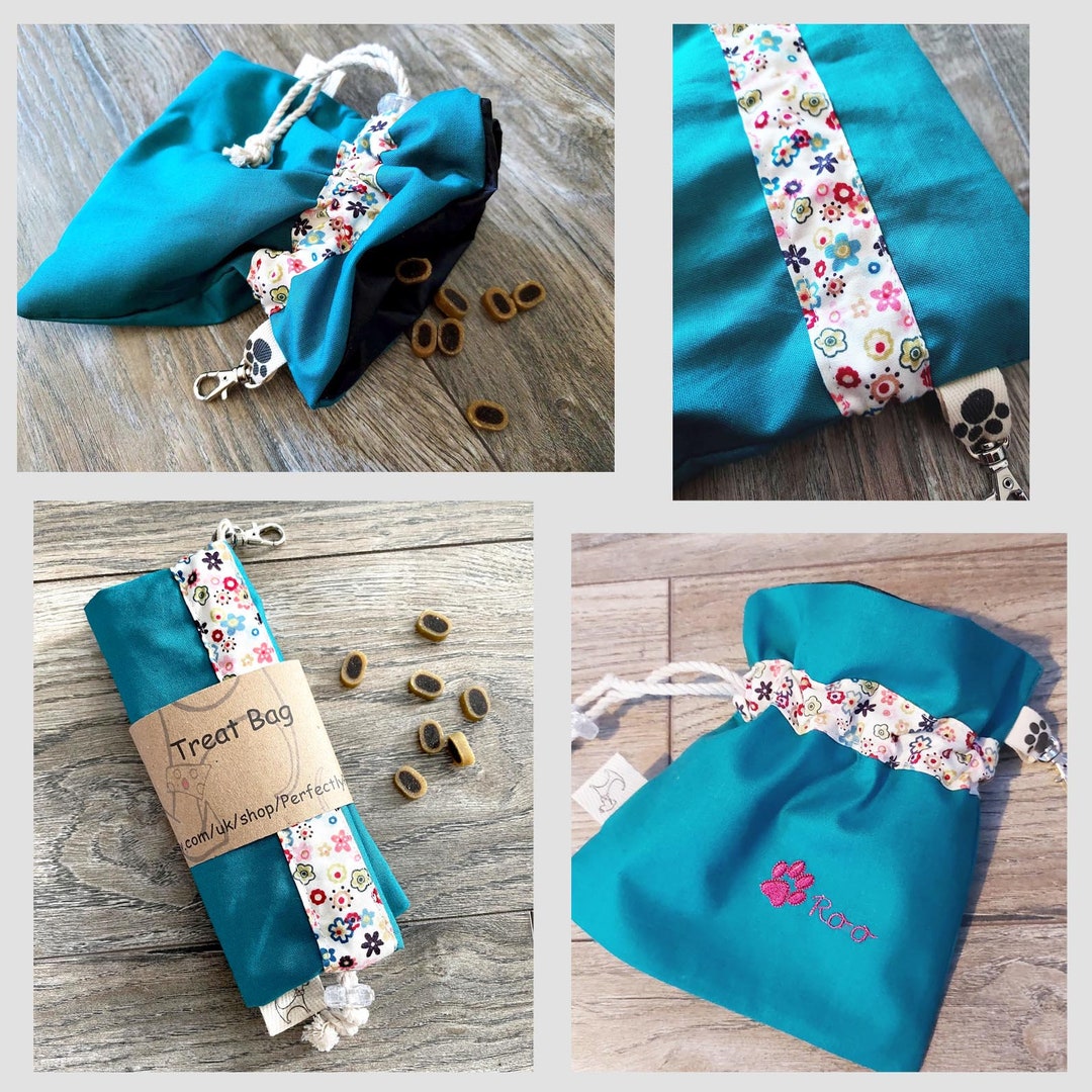 Dog Treat bag walking puppy training personalised dog accessory blue ...