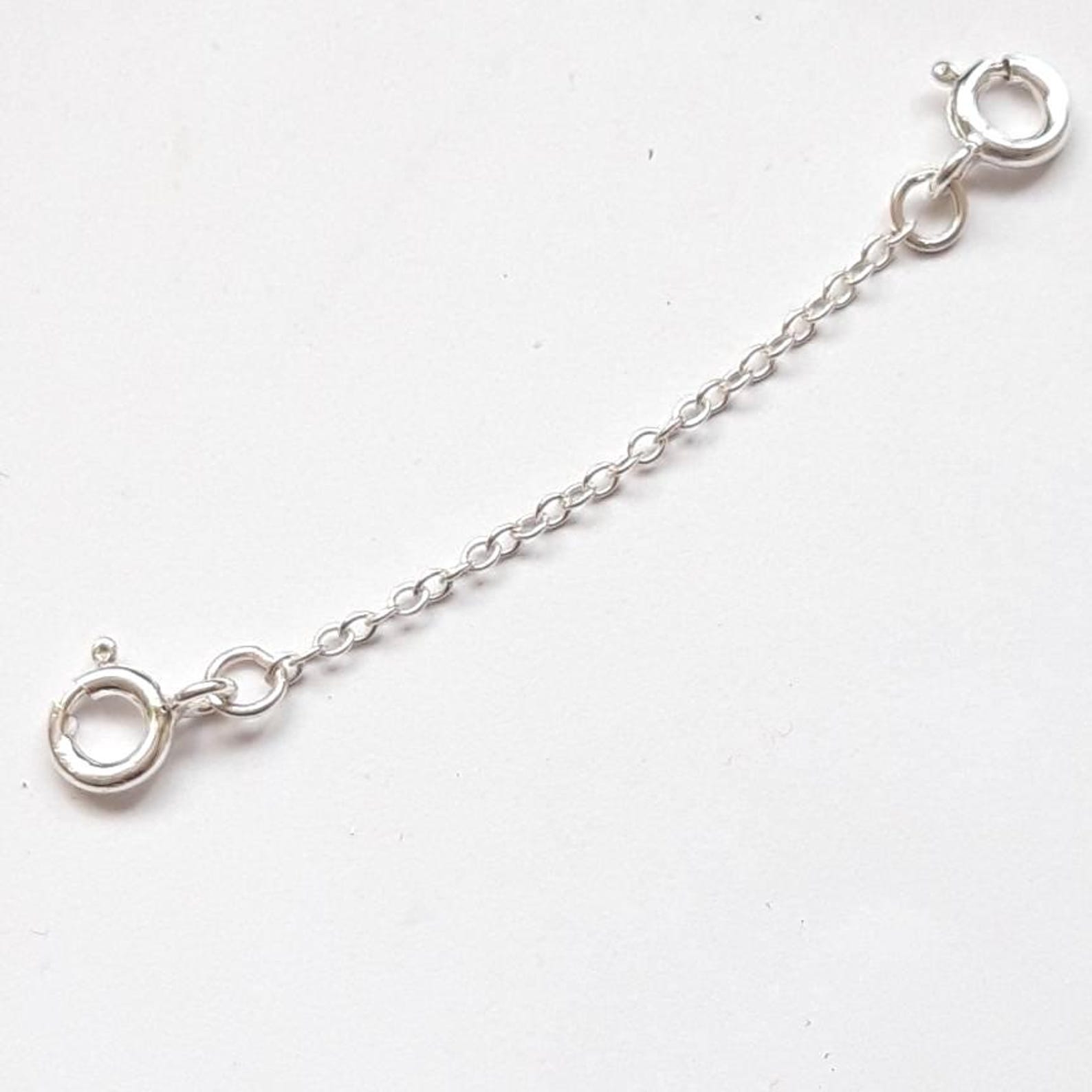 925 Sterling Silver Extender Safety Trace Chain - 2 X Bolt Ring Clasps ...