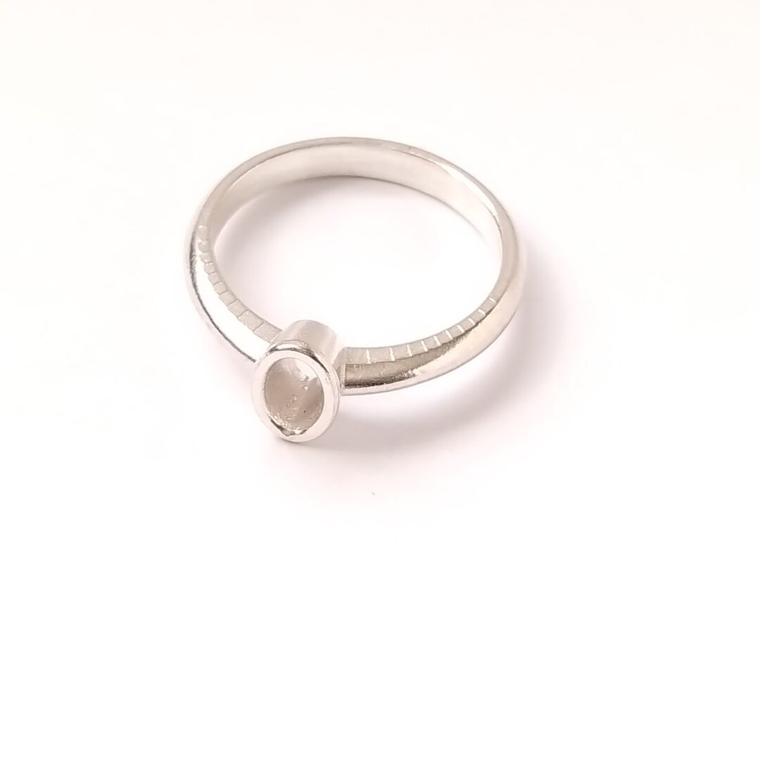 Sterling Silver Cast Ring Blank, Oval Rubover Setting Solitaire , 6x4 ...