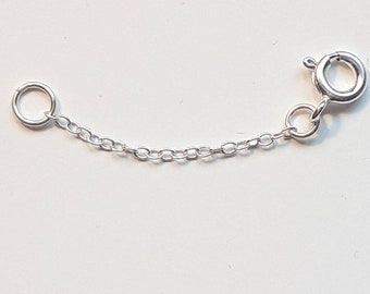 925 Sterling Silver Extender Safety Trace Chain , 2 X Bolt Ring Clasps ...