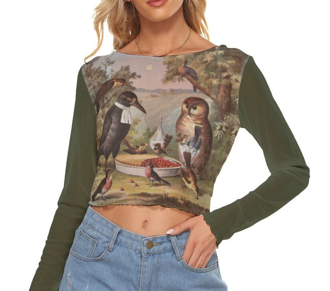 Owl and Raven / Women's Mesh Long Sleeves T-shirt - Etsy