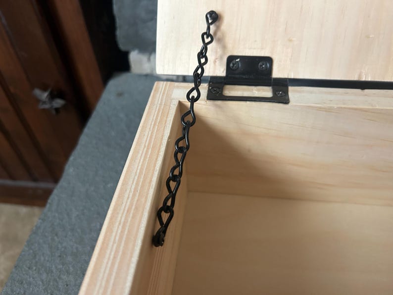 Small Handcrafted Unfinished Pine Treasure Storage Box With Hinged Top ...