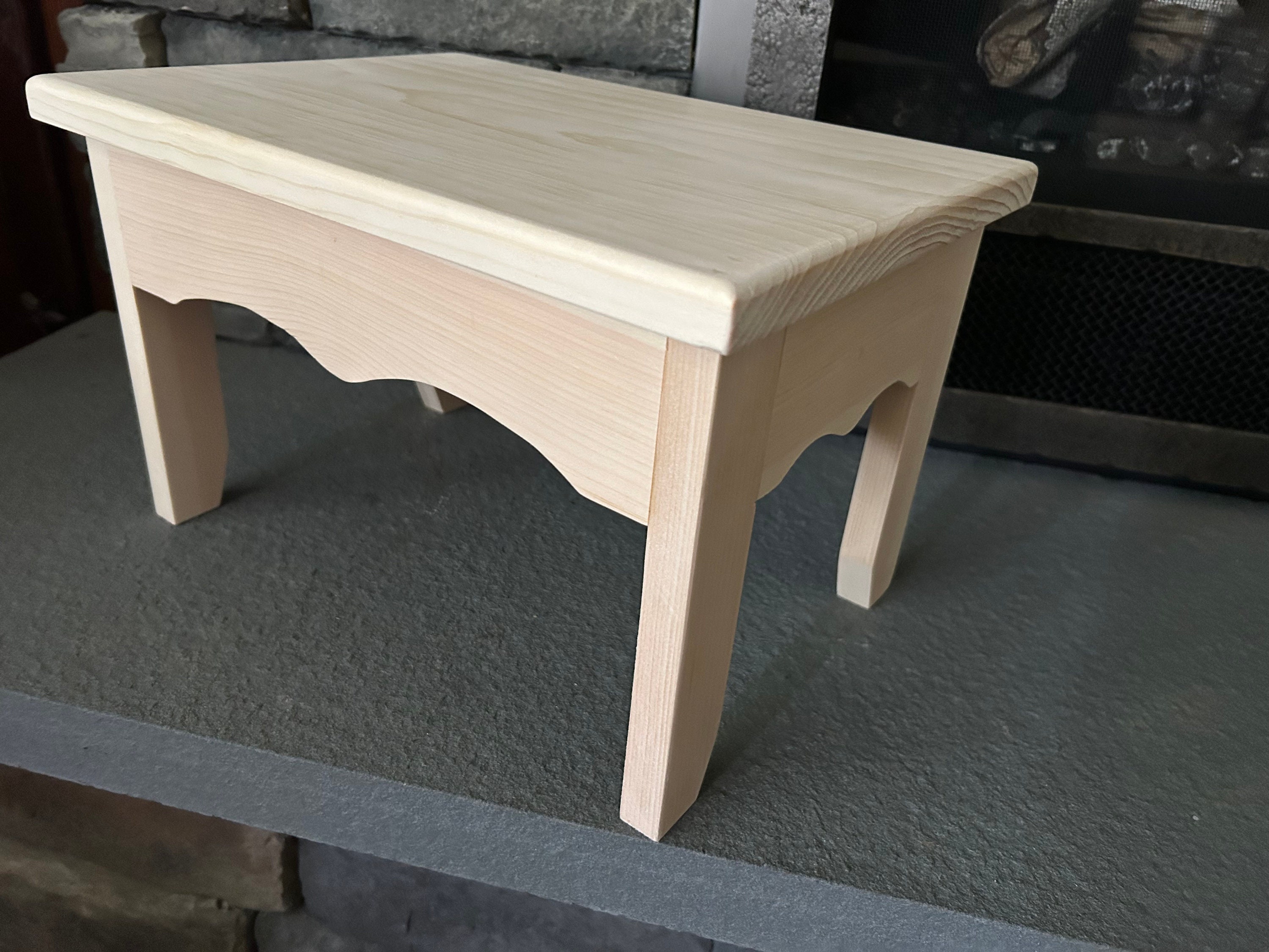 Handmade Wood Step Stool With Scrollwork Unfinished Pine - Etsy