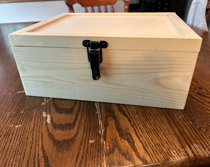Handcrafted Large Wooden Treasure / Trinket Storage Box With Hinged Top ...