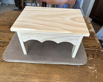 Handmade Wood Step Stool With Scrollwork - Unfinished Pine - Can Also ...