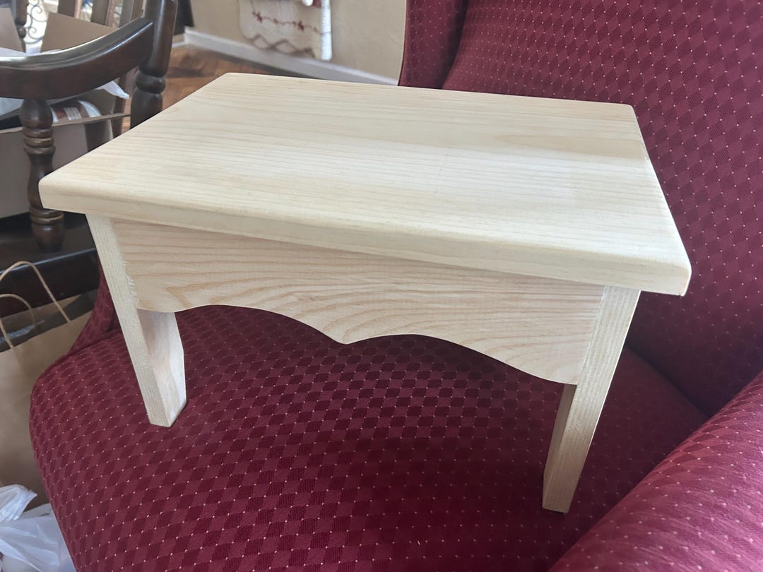 Unfinished Solid Pine Handmade Wood Step Stool With Scrollwork Can Also ...