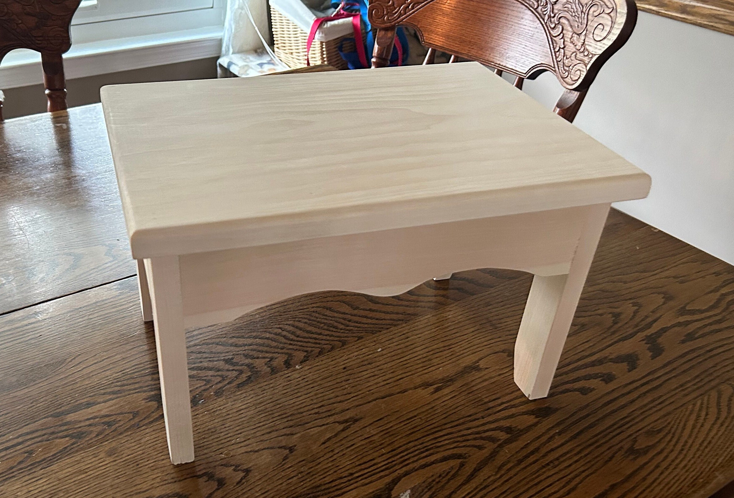 Handmade Wood Step Stool With Scrollwork Unfinished Pine - Etsy