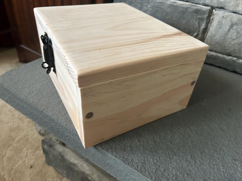 Small Handcrafted Unfinished Pine Treasure Storage Box With Hinged Top ...