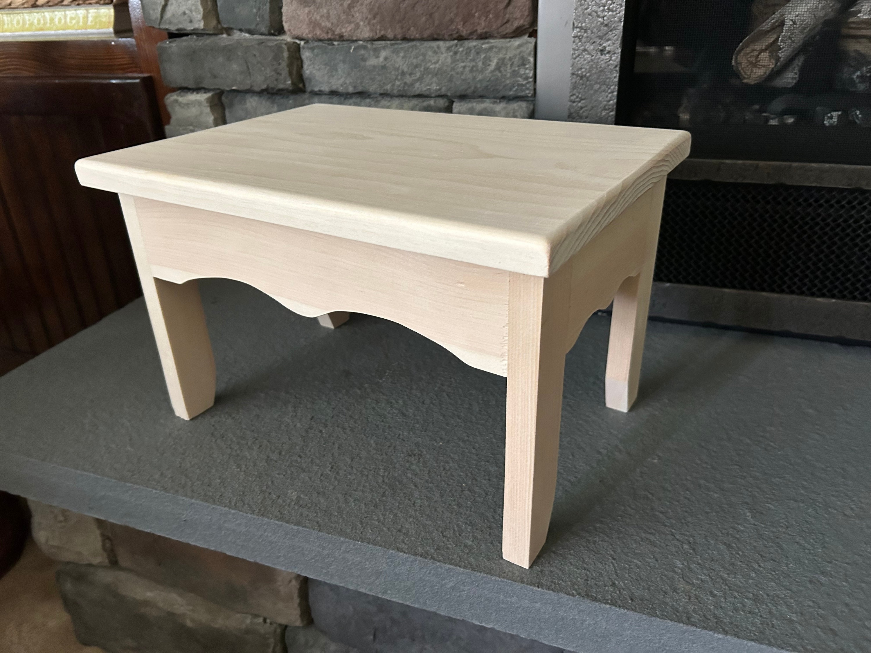 Handmade Wood Step Stool With Scrollwork Unfinished Pine - Etsy