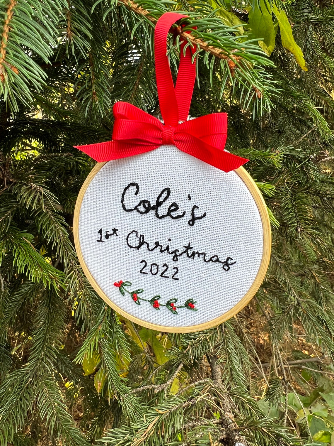 Hand Embroidered 1st Christmas Ornament - Etsy