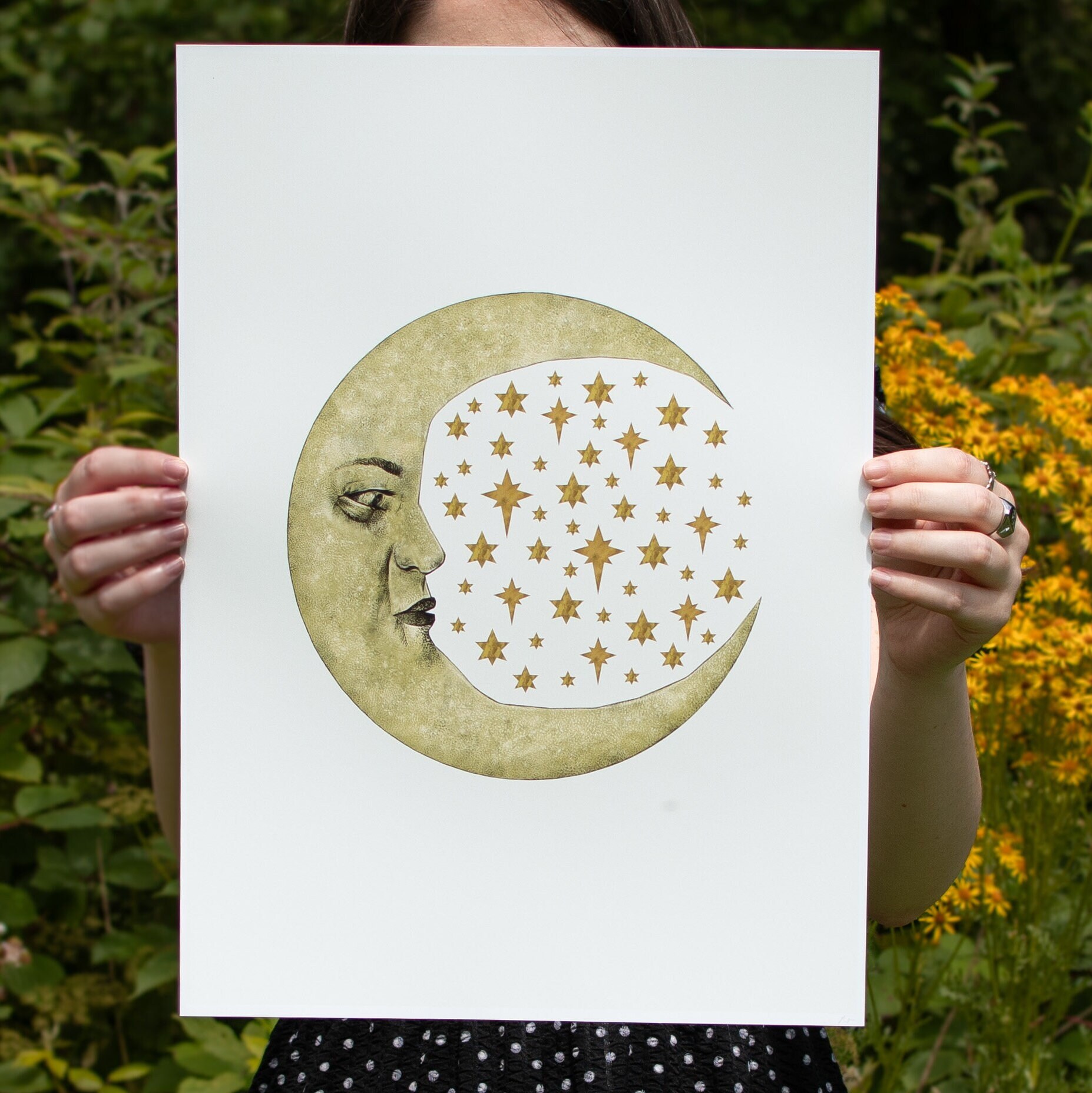 Crescent Moon Face Drawing