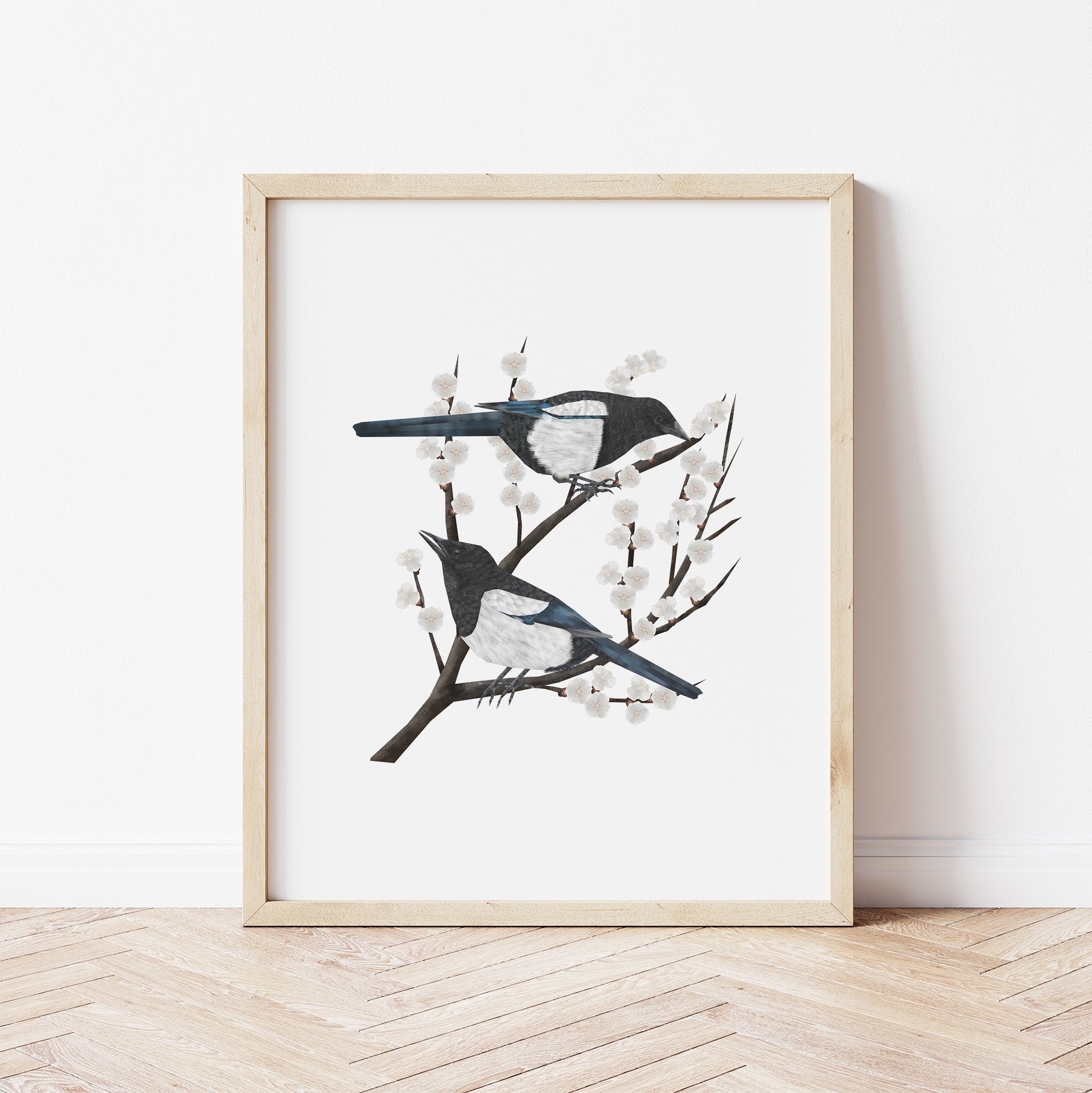 Magpie Print Magpie Illustration Bird Illustration Bird | Etsy UK