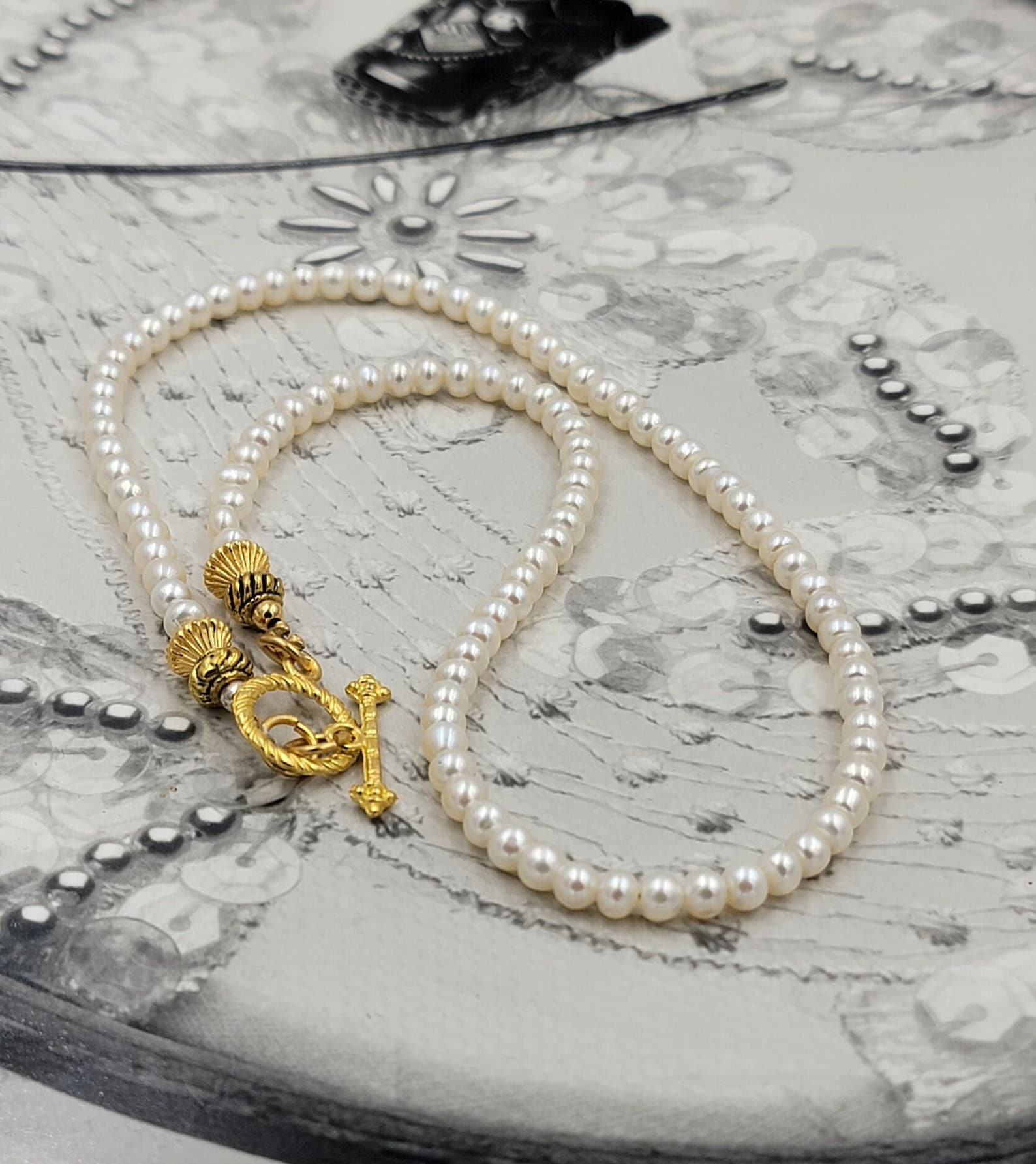 Real Pearl Necklace, Pearl Necklace, Cultured Pearl, Gold Plated Clasp ...
