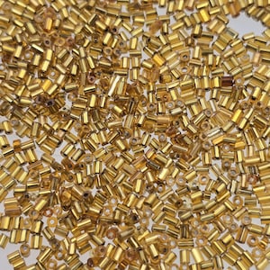 10/0 Mini Bugles, Antique Gold Beads, Silver Lined Beads, Czech Beads ...