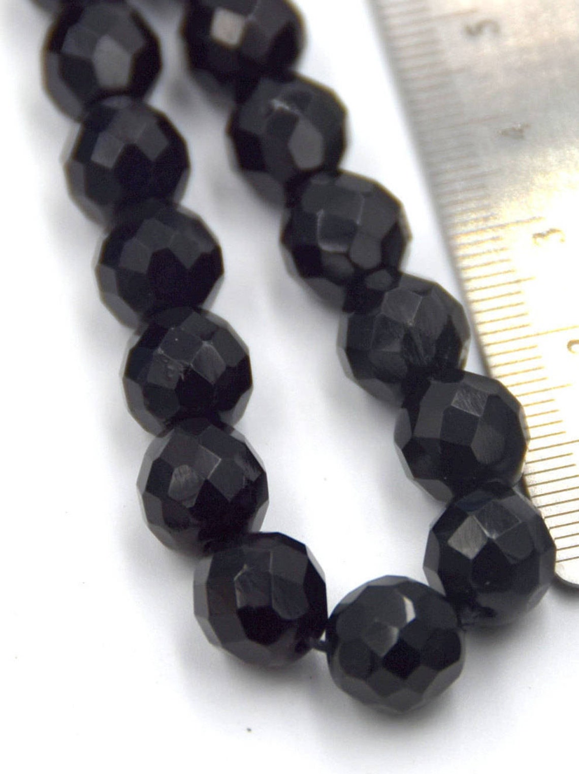 Vintage Czech Glass Jet Beads, Fire Polished Glass Jet Bead, Black Jet ...