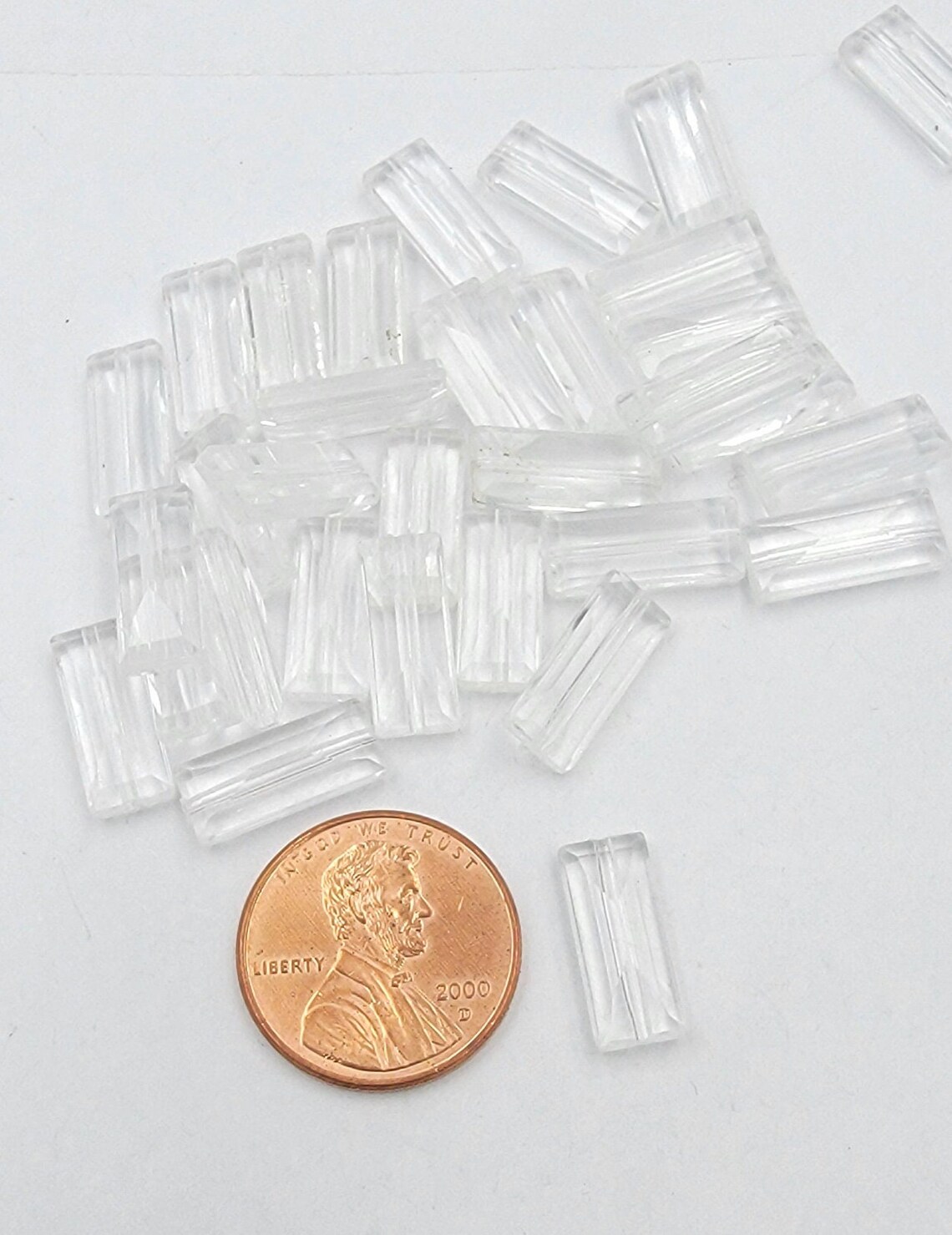 Faceted Rectangle Bead, Vintage Acrylic Bead, Molded Acrylic, Vintage ...