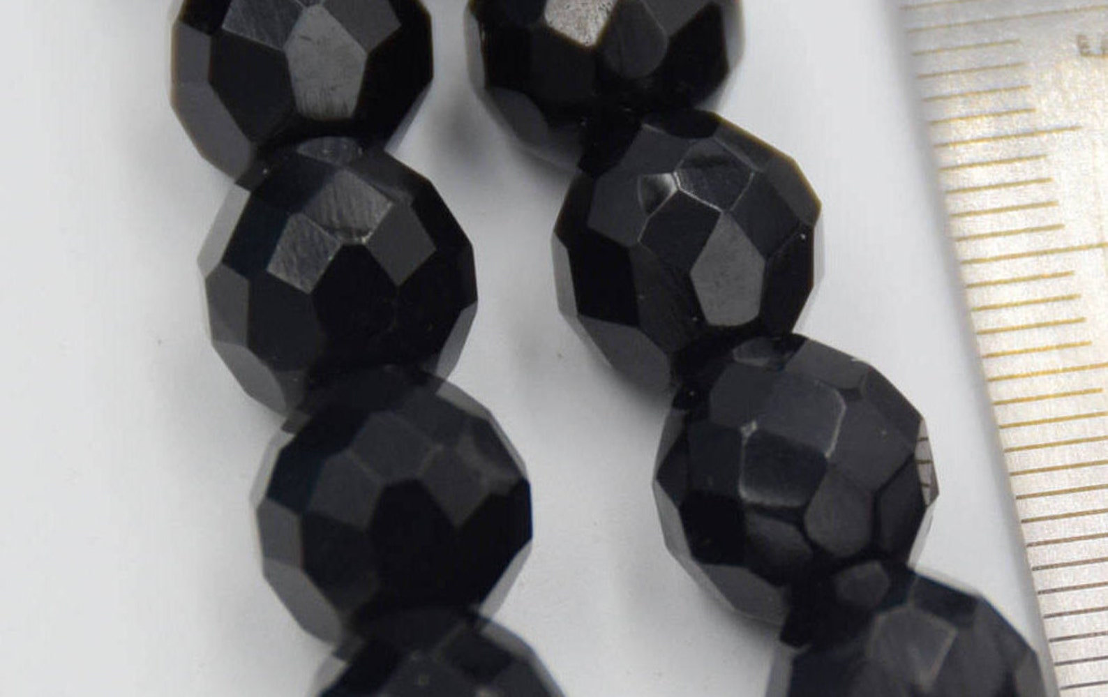 Vintage Czech Glass Jet Beads, Fire Polished Glass Jet Bead, Black Jet ...