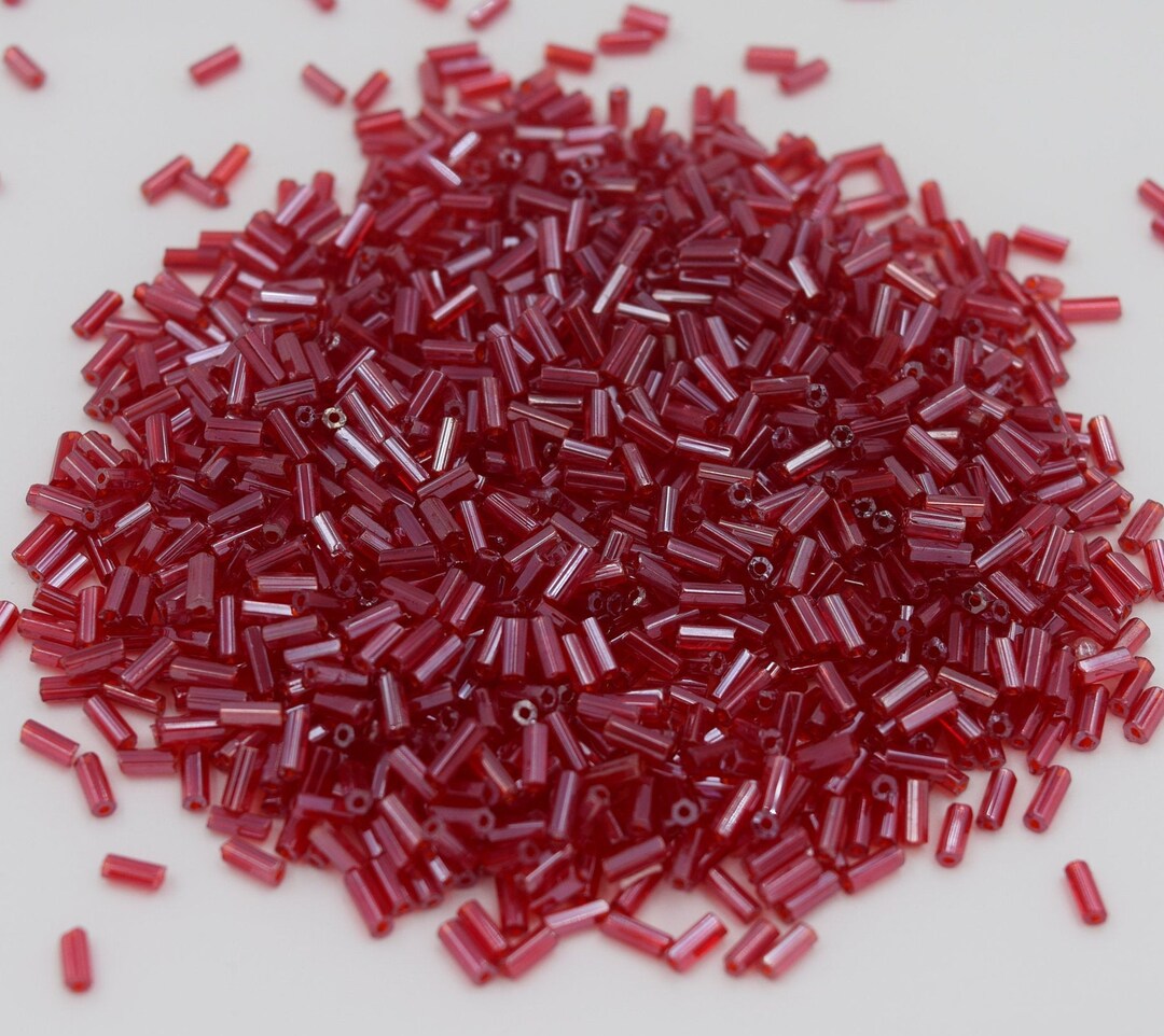 Size 2 Red Translucent Bugle Beads Polished Red Glass - Etsy 日本