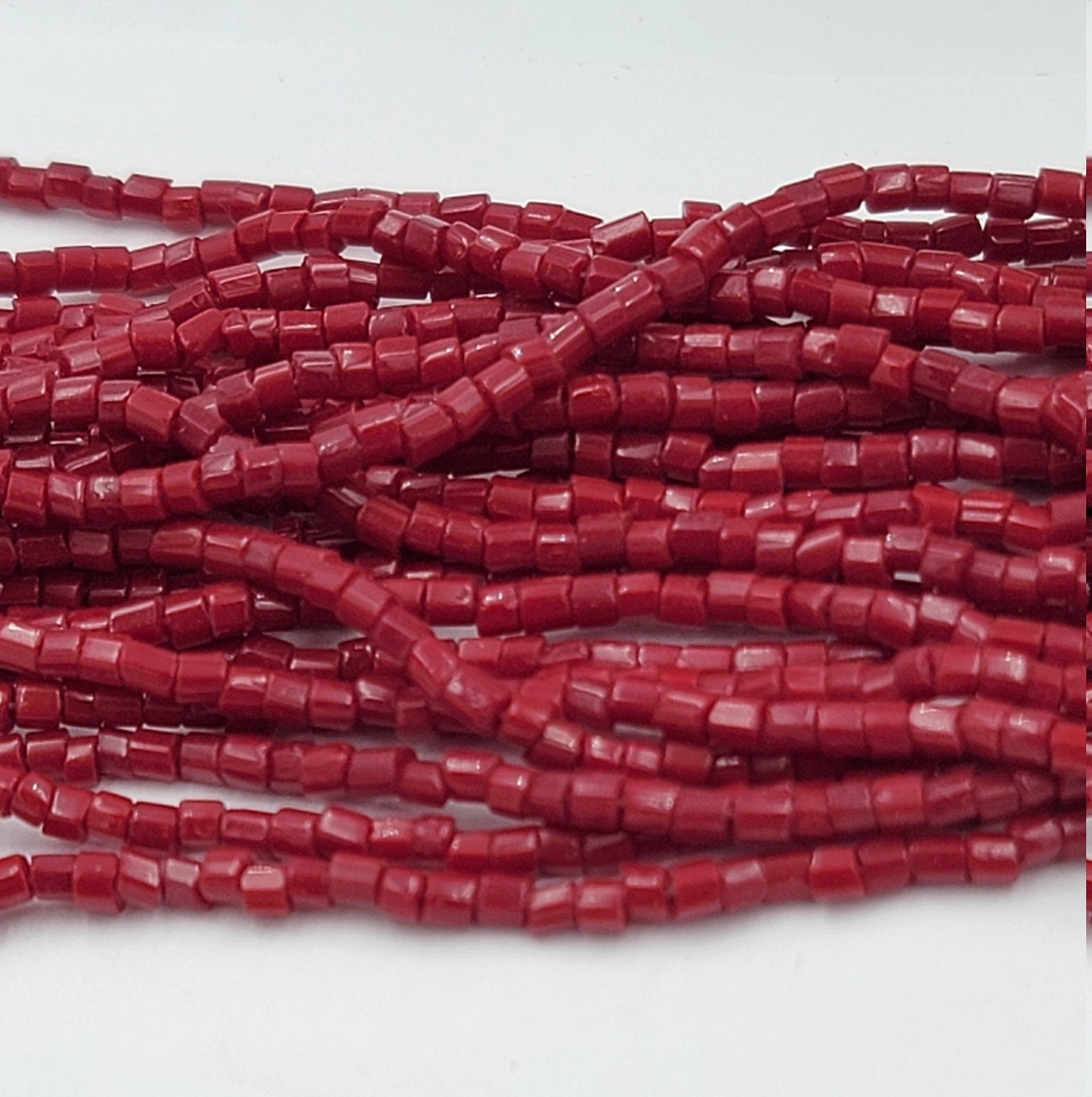 10/0 Vintage Mini Bugles Dark Ruby Red Glass Hex Cut Bugle | Etsy