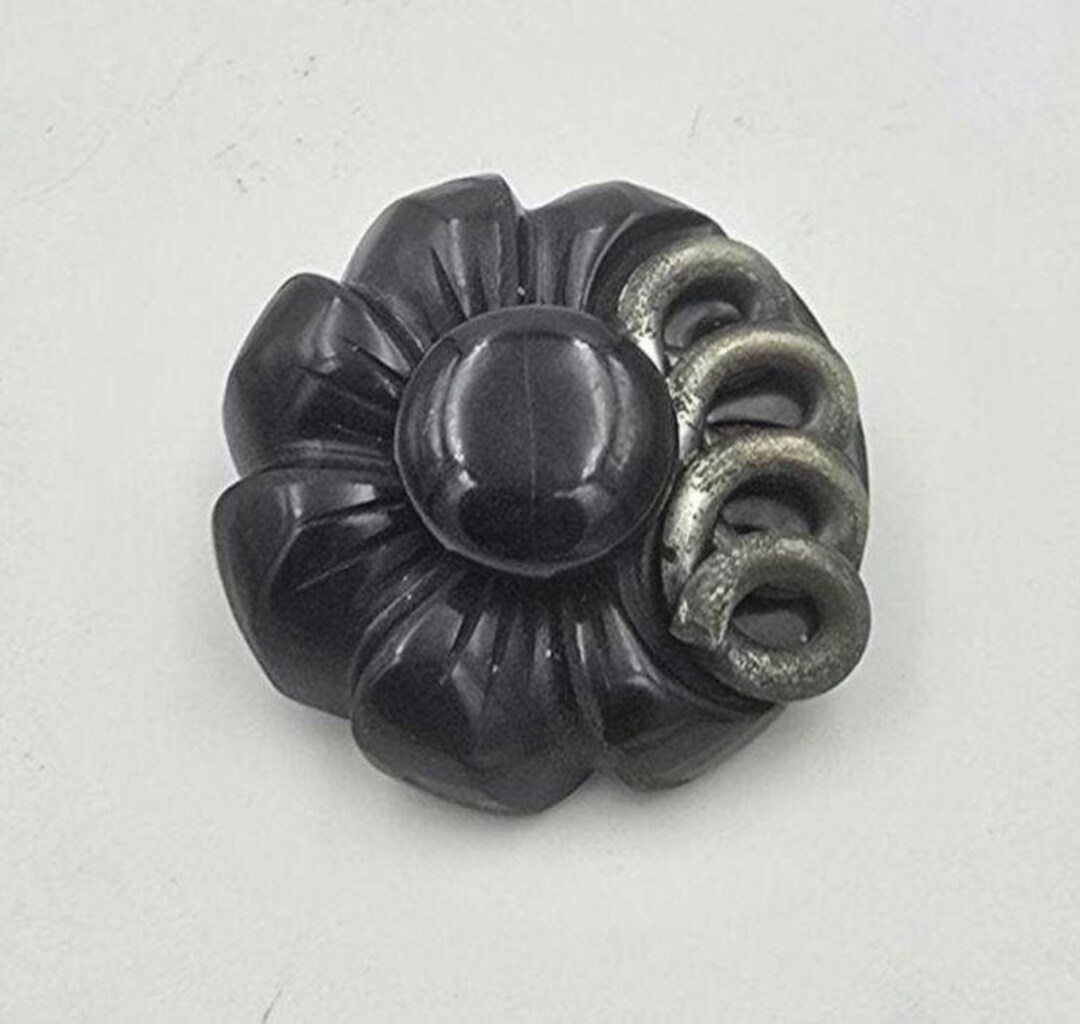 Large Vintage Button, Bakelite Plastic, Flower Button, Large Round ...