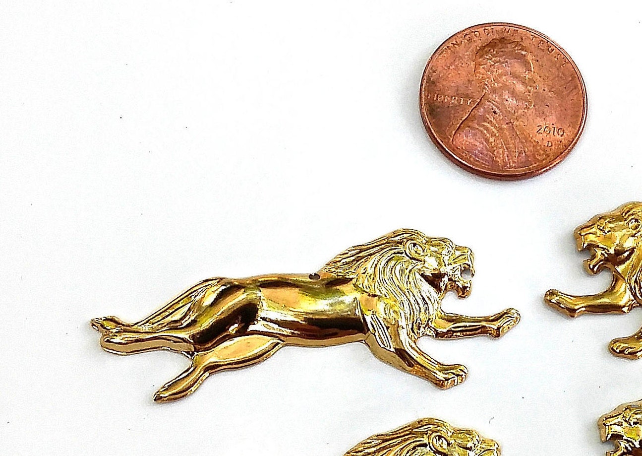 Lion Charms Jungle Animals African Lion Gold 4 Pieces 2 - Etsy