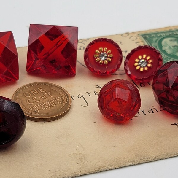 Red Glass Buttons - Etsy
