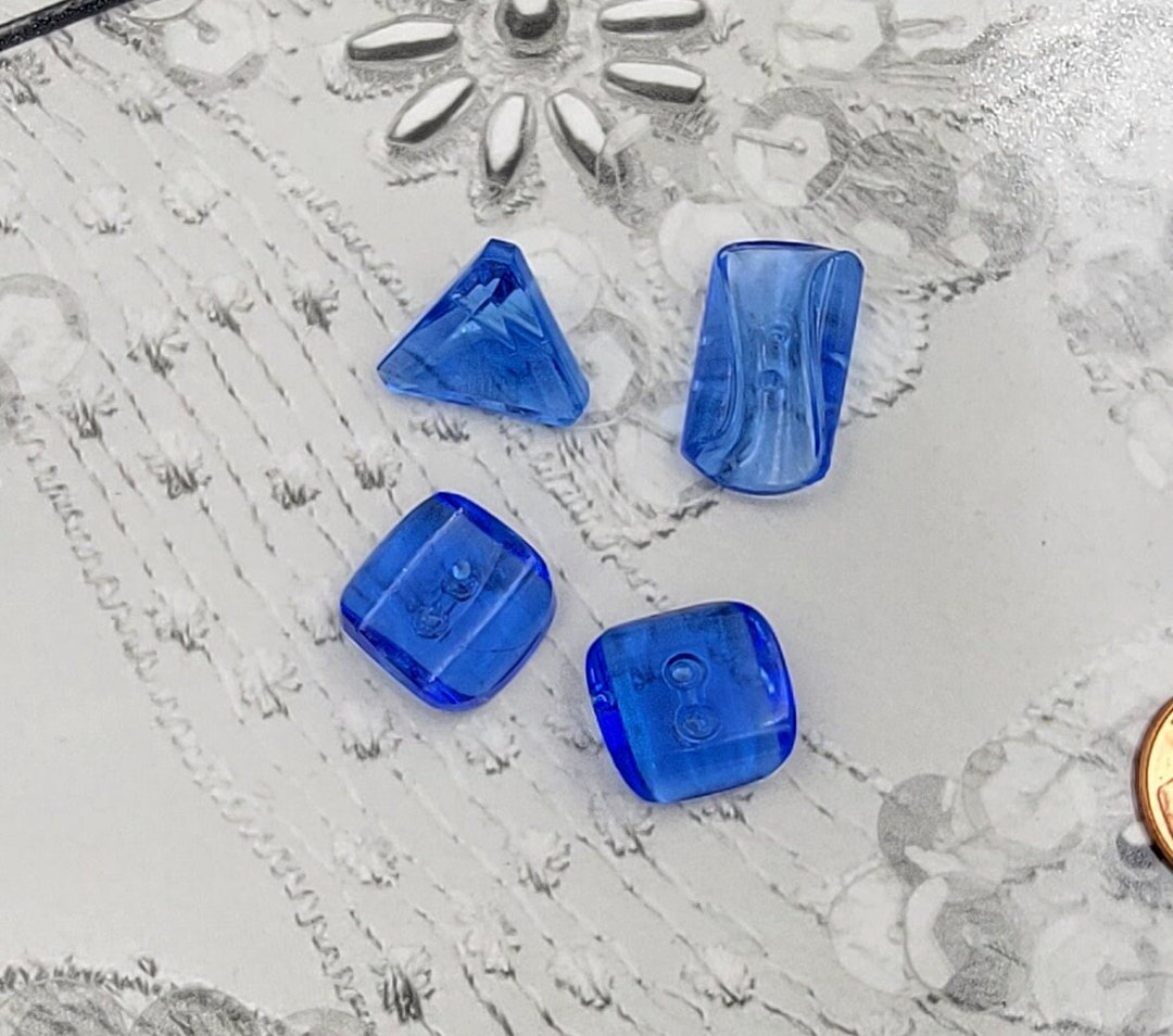 Vintage Buttons, Blue Glass Buttons, Early to Mid 1900's, Modern Glass ...