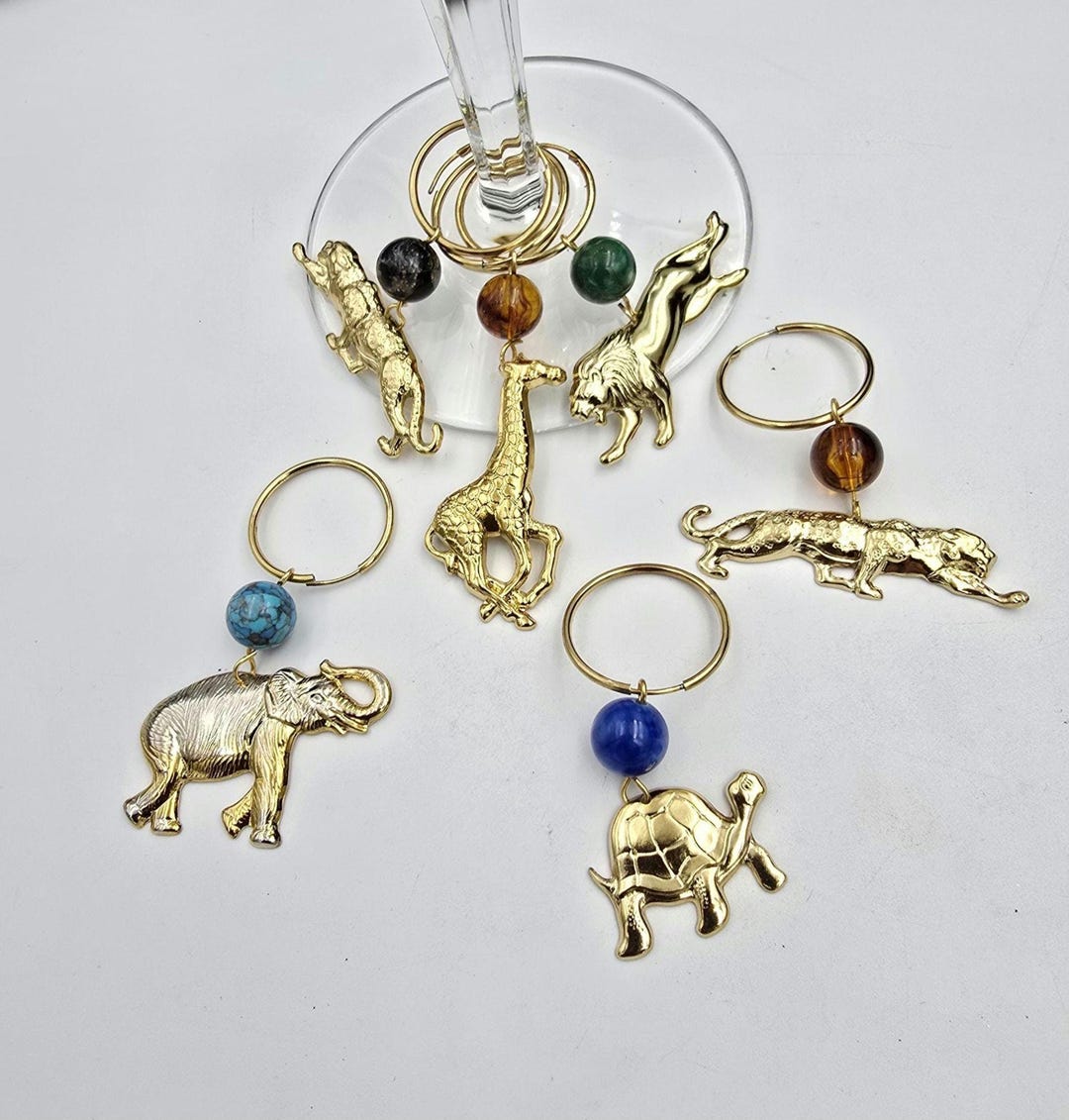 Wine Charms, Safari Wine Charm Theme, Jungle Wine Charms, 6 Pieces ...