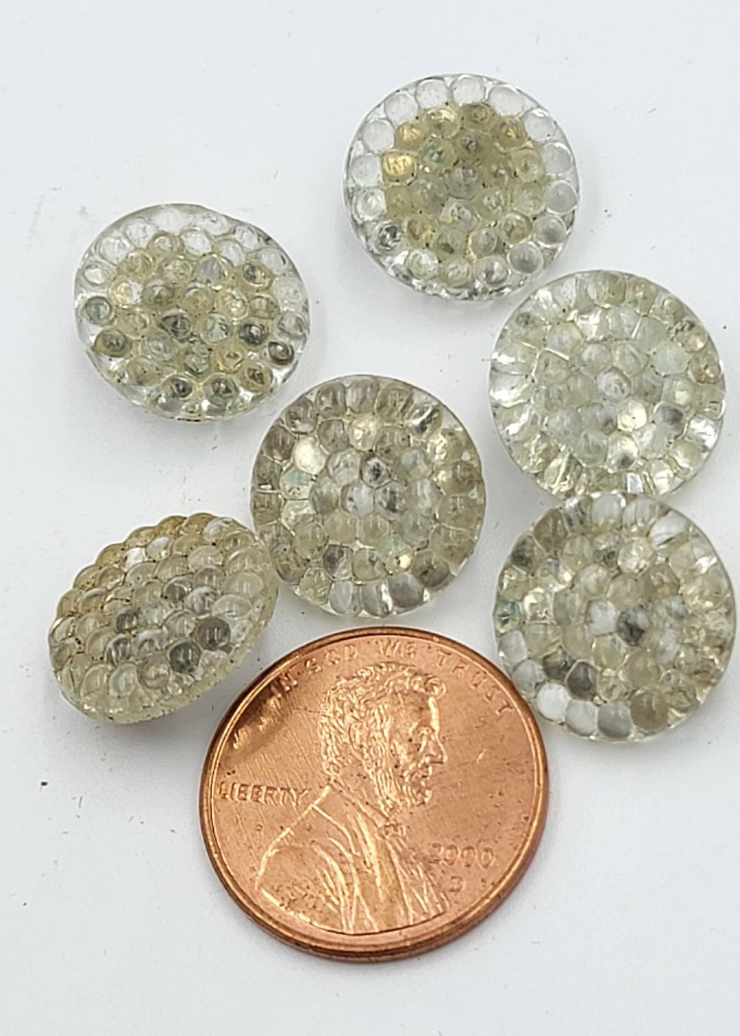 Vintage Buttons, Mirrored Glass Buttons, Clear Glass Buttons Foil Backs ...