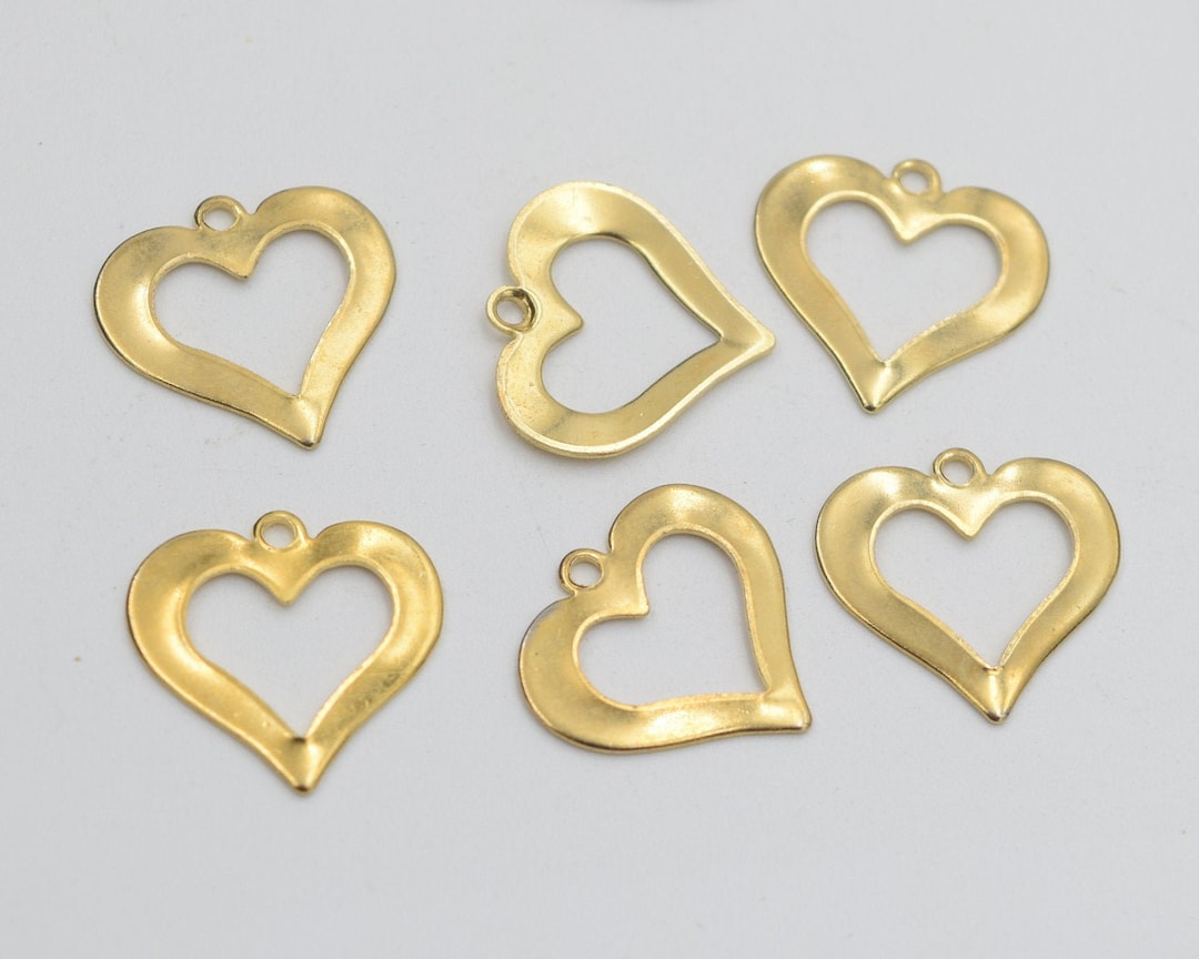 8 Vintage Hart Charms, Heart, Gold Heart Charm, 16 Mm, Heart Connectors ...