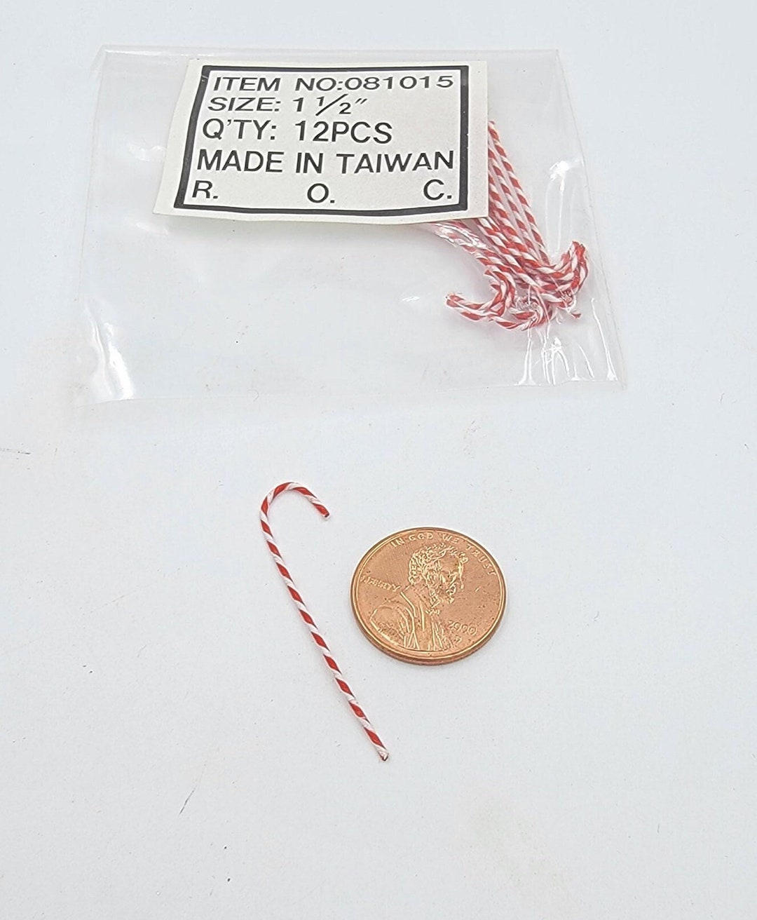 Vintage Candy Cane, Tiny Wire Candy Cane, Doll House, Craft Supply ...