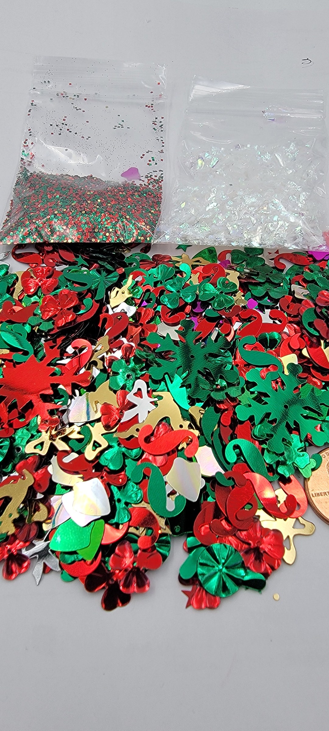 Vintage Christmas Sequins, Assorted Holiday Sequins, Snowflakes ...