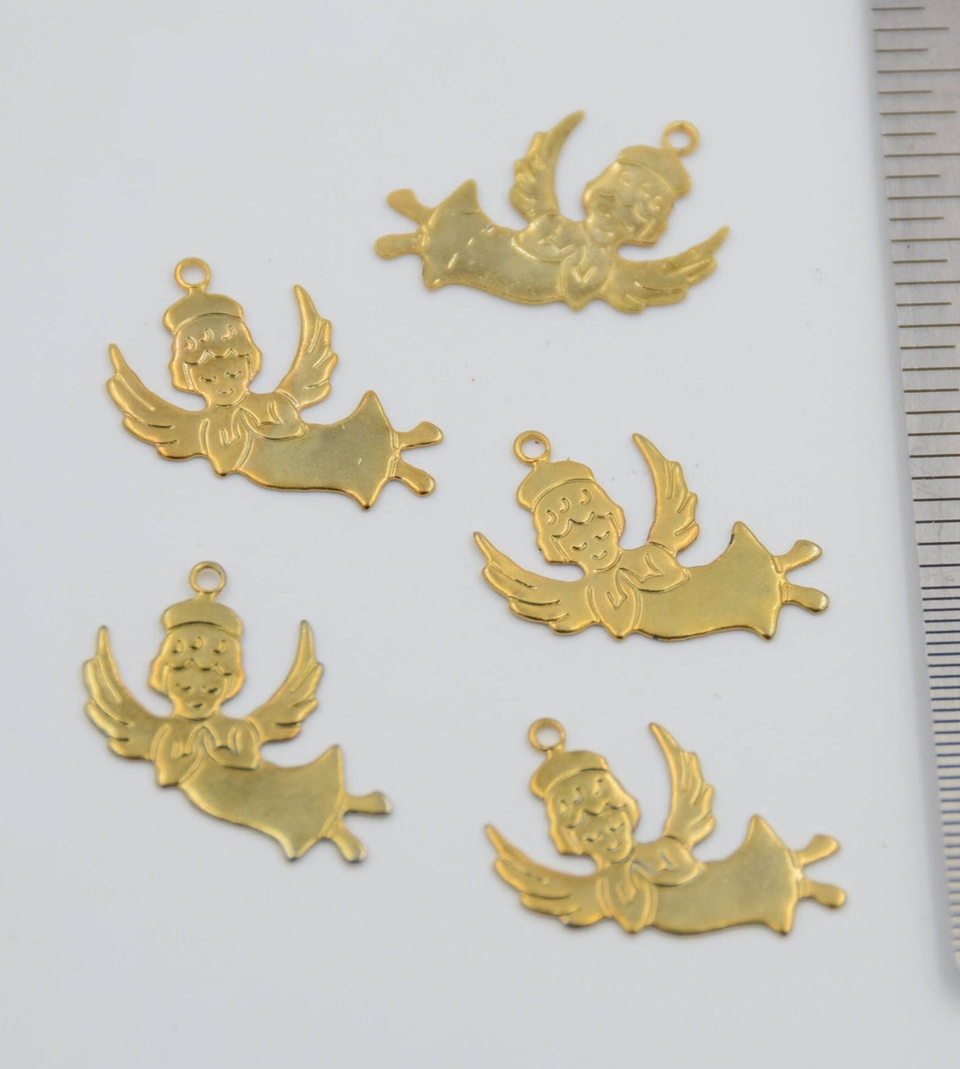 Vintage Angel Charms, Gold Angel With Wings, Angel Pendant, Angel ...