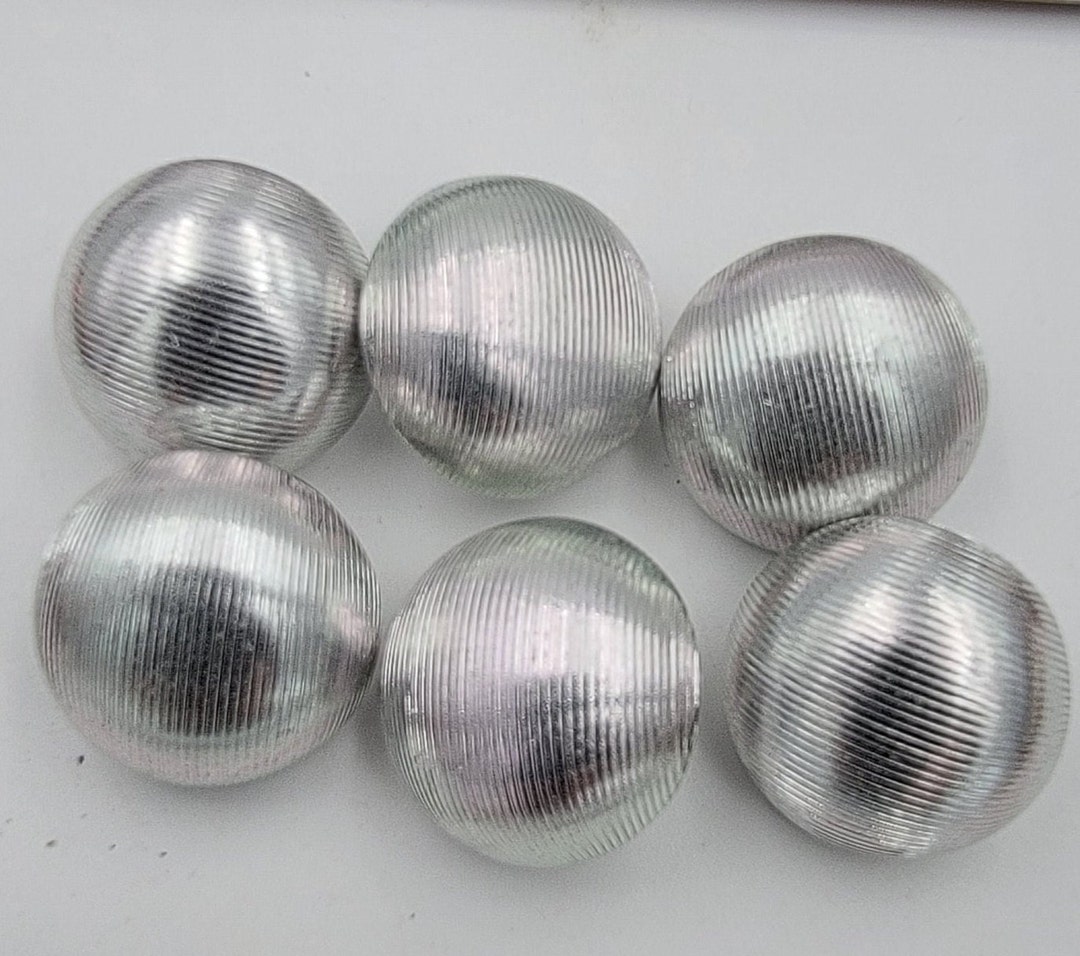 6 Vintage Button, Aluminum Buttons, Circle Shank, Silver Nautical ...