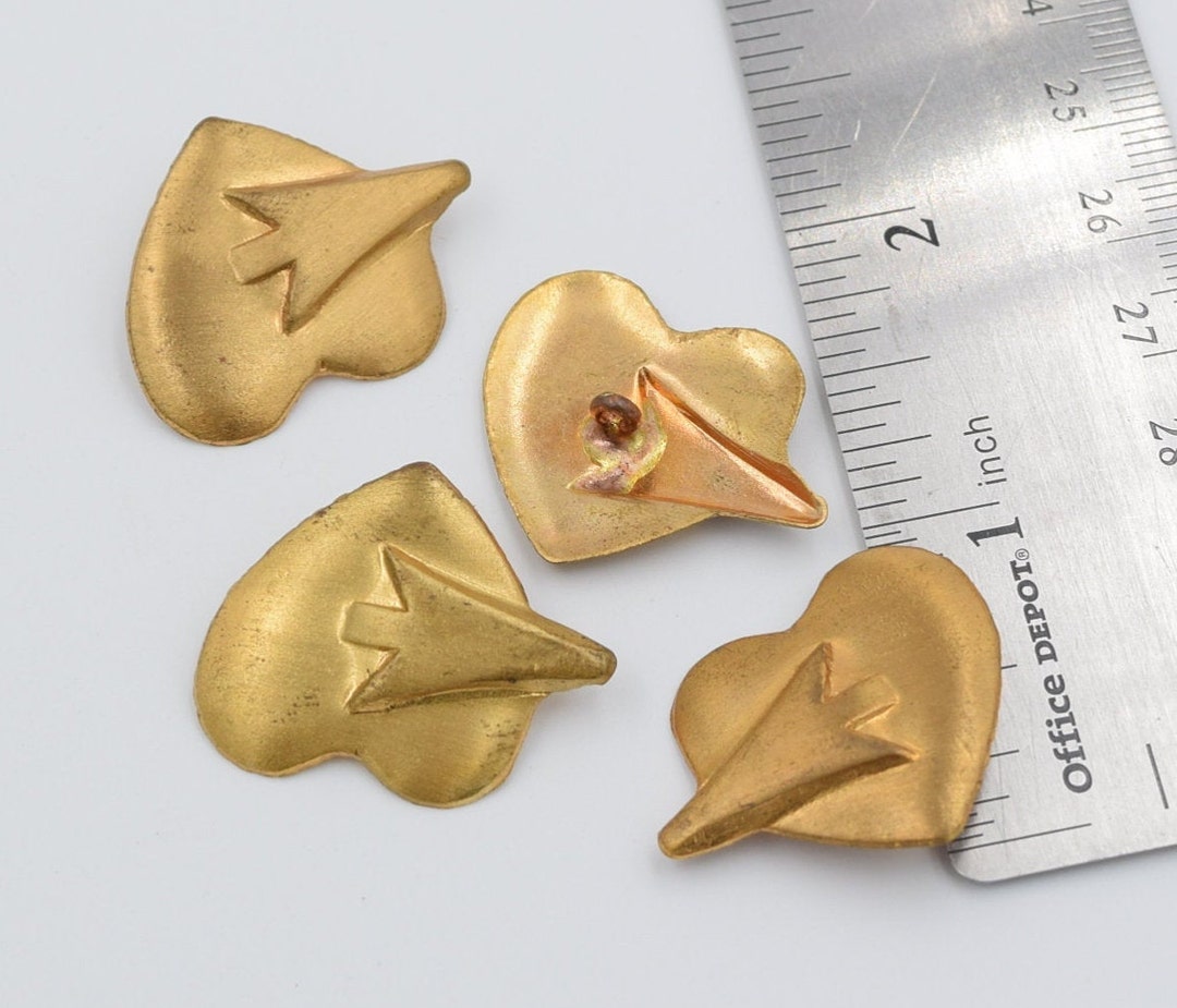 Vintage Heart Buttons Heart and Arrow Metal Heart Buttons - Etsy
