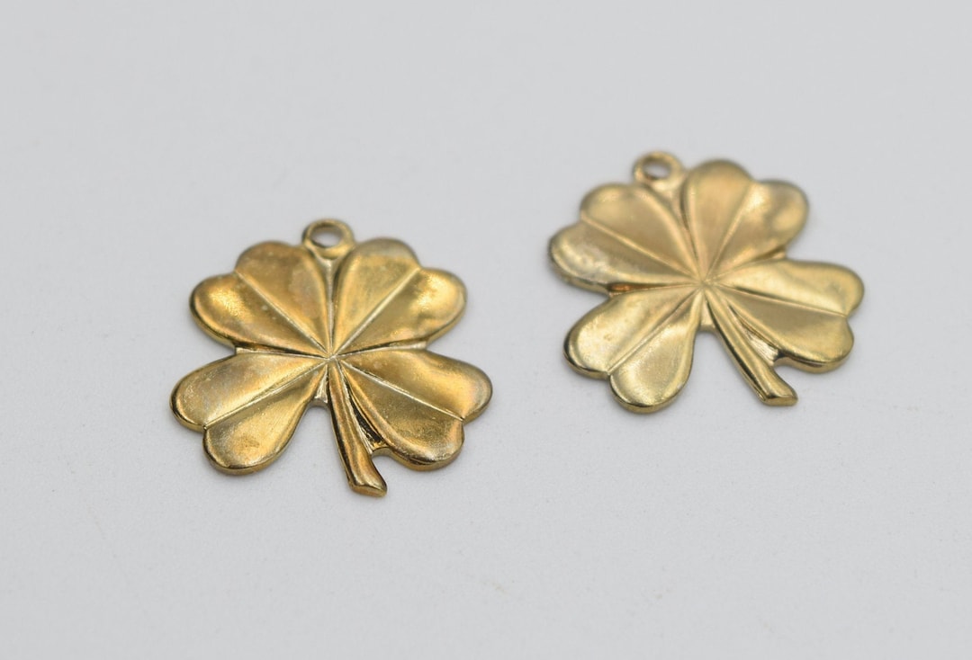 Four Leaf Clover Charms, Clover Charms, Spring Charms, Gold Clover ...
