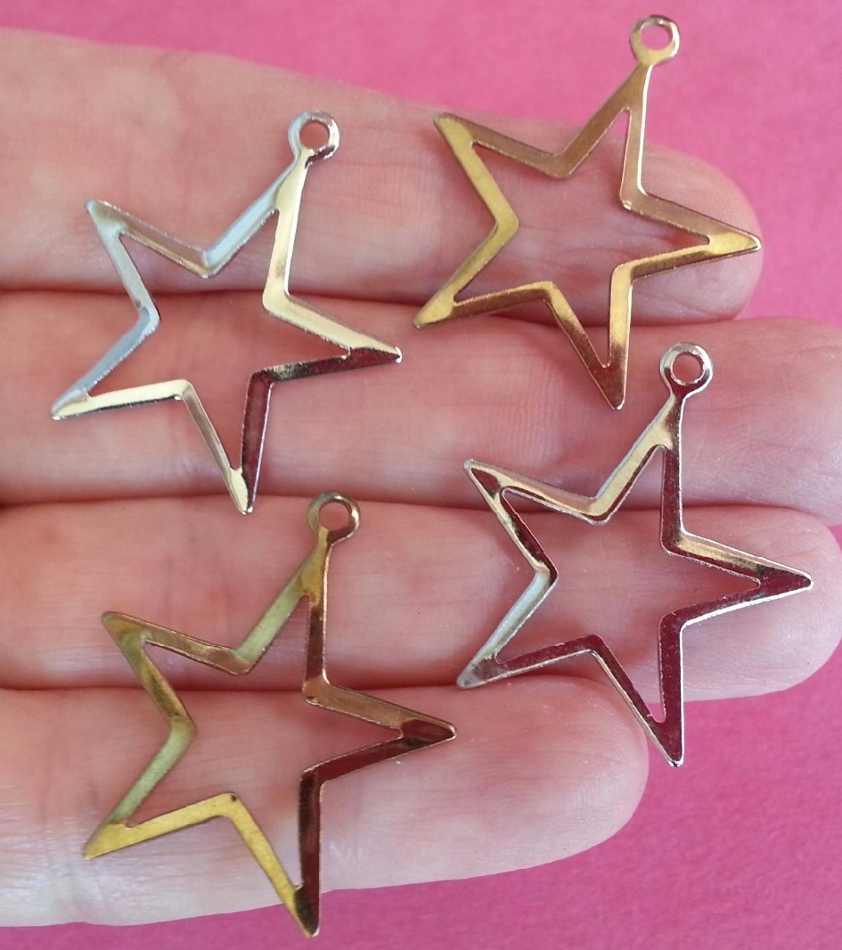 Star Charms Star Dangles Stars and Moons Gold Stars Silver - Etsy