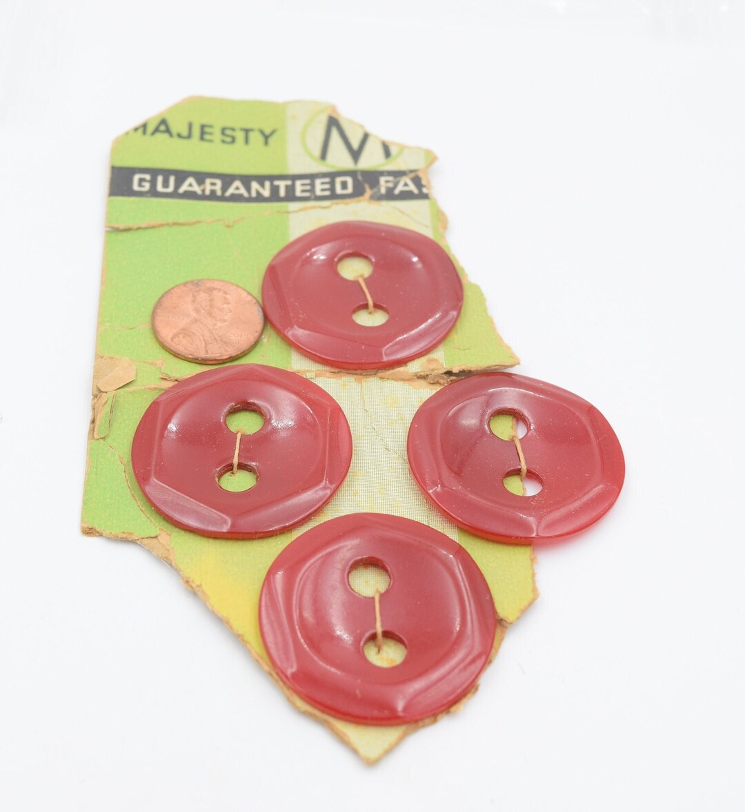 Vintage Button, Celluloid Plastic, Dark Red, Large Round Button ...