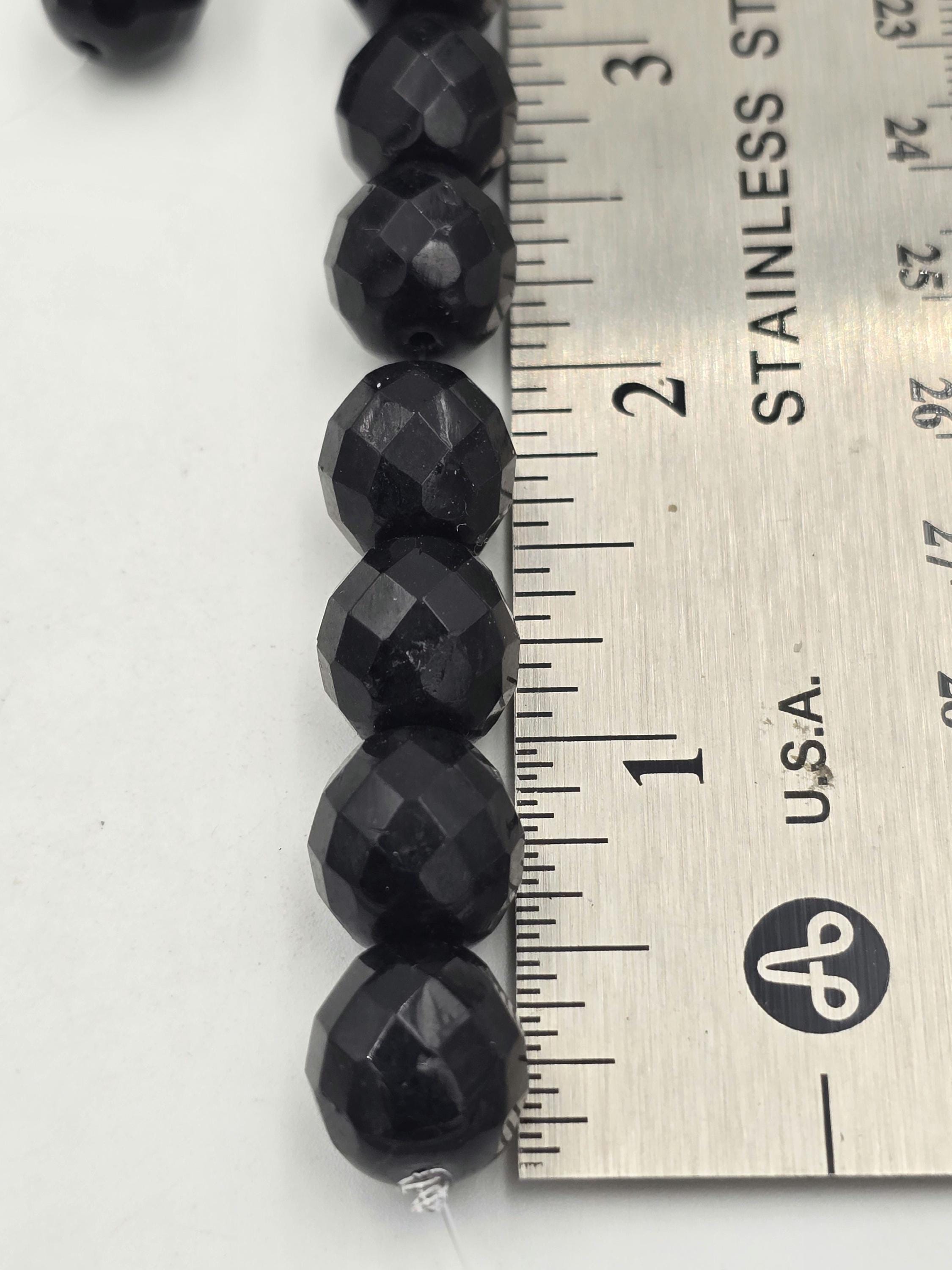 Vintage Czech Glass Jet Beads, Fire Polished Glass Jet Bead, Black Jet ...