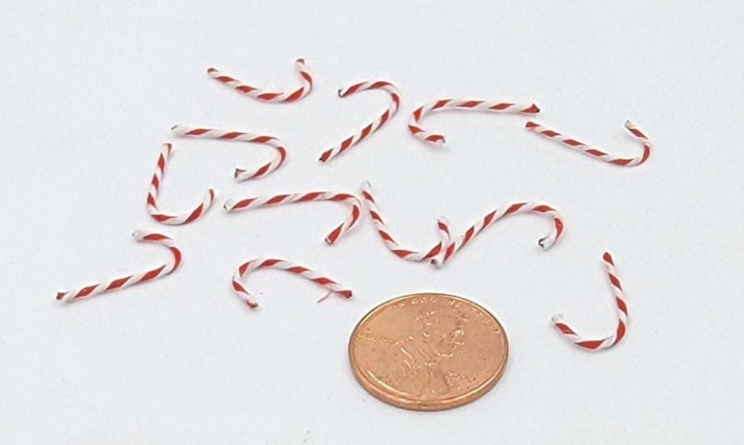 Vintage Candy Cane, Tiny Wire Candy Cane, Doll House, Craft Supply ...