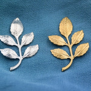 Metal Branch With Leaves Antique Gold Leaves Antique Silver | Etsy